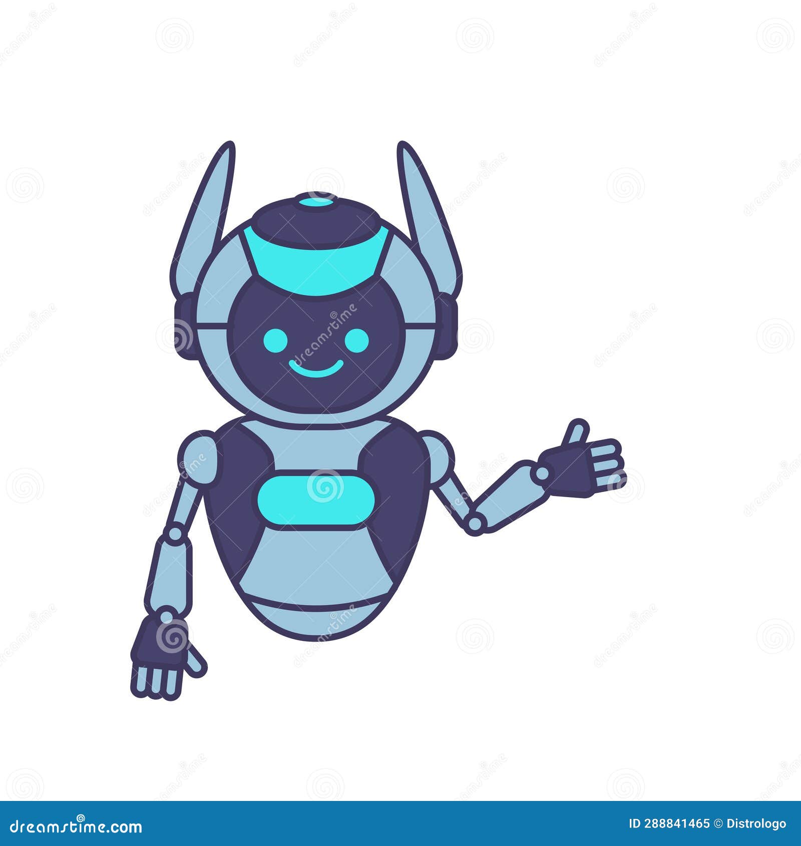Robot Presenting Or Welcoming Gesture Vector Illustration. Cute Robot ...