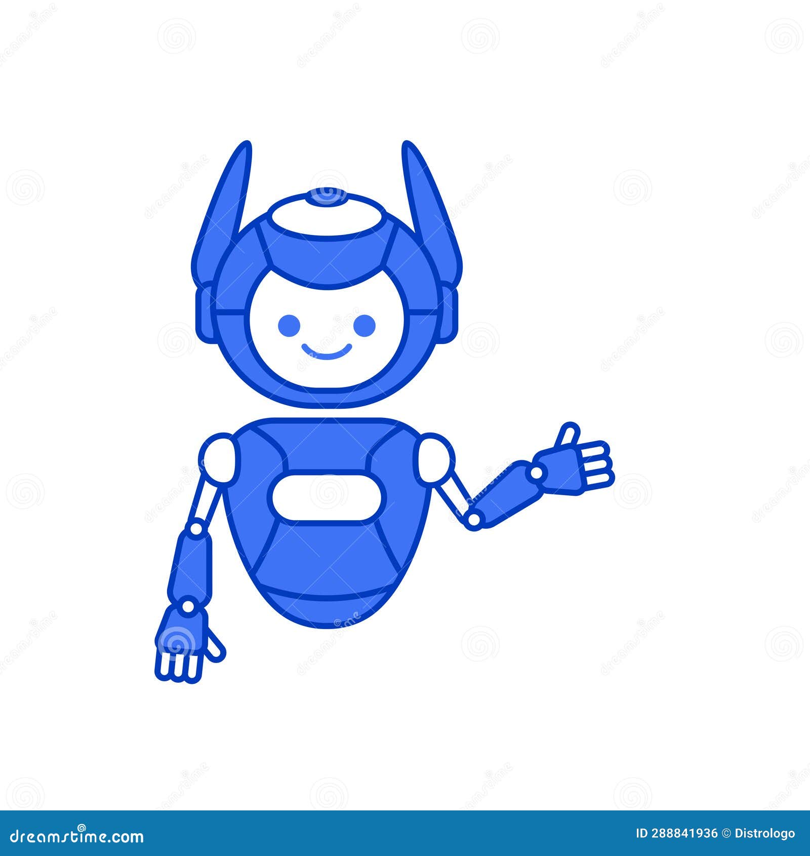 Robot Presenting or Welcoming Gesture Vector Illustration. Robot Mascot ...