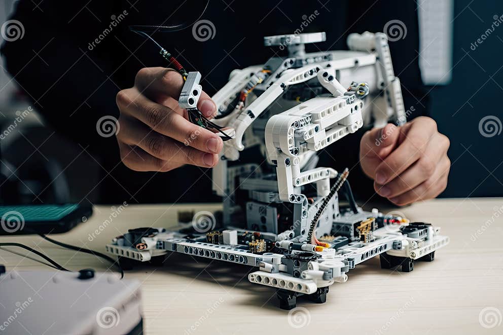 Robot, in the Process of Being Programmed, with the Programmer Making ...