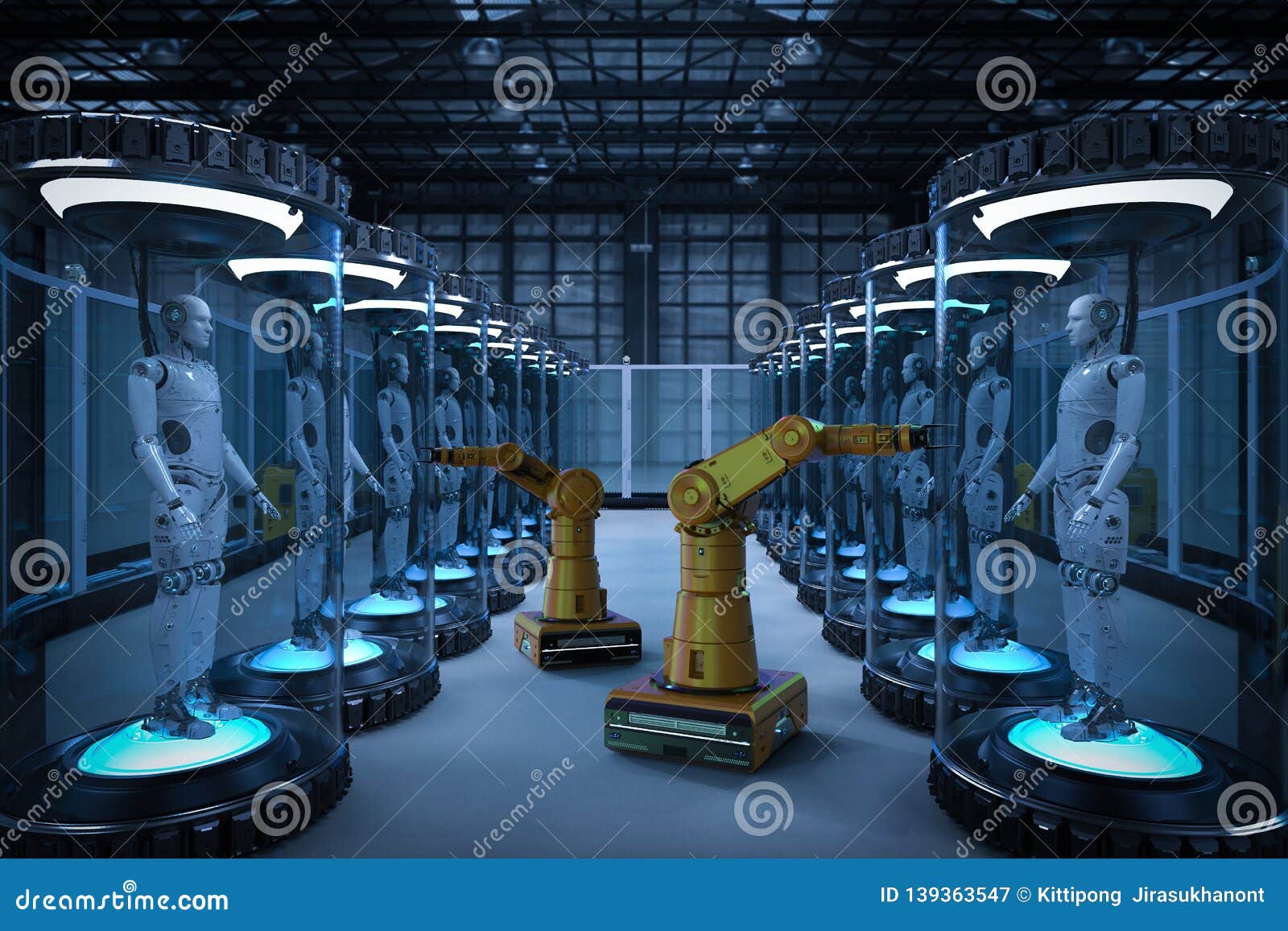 Robot production line stock illustration. Illustration of factory ...