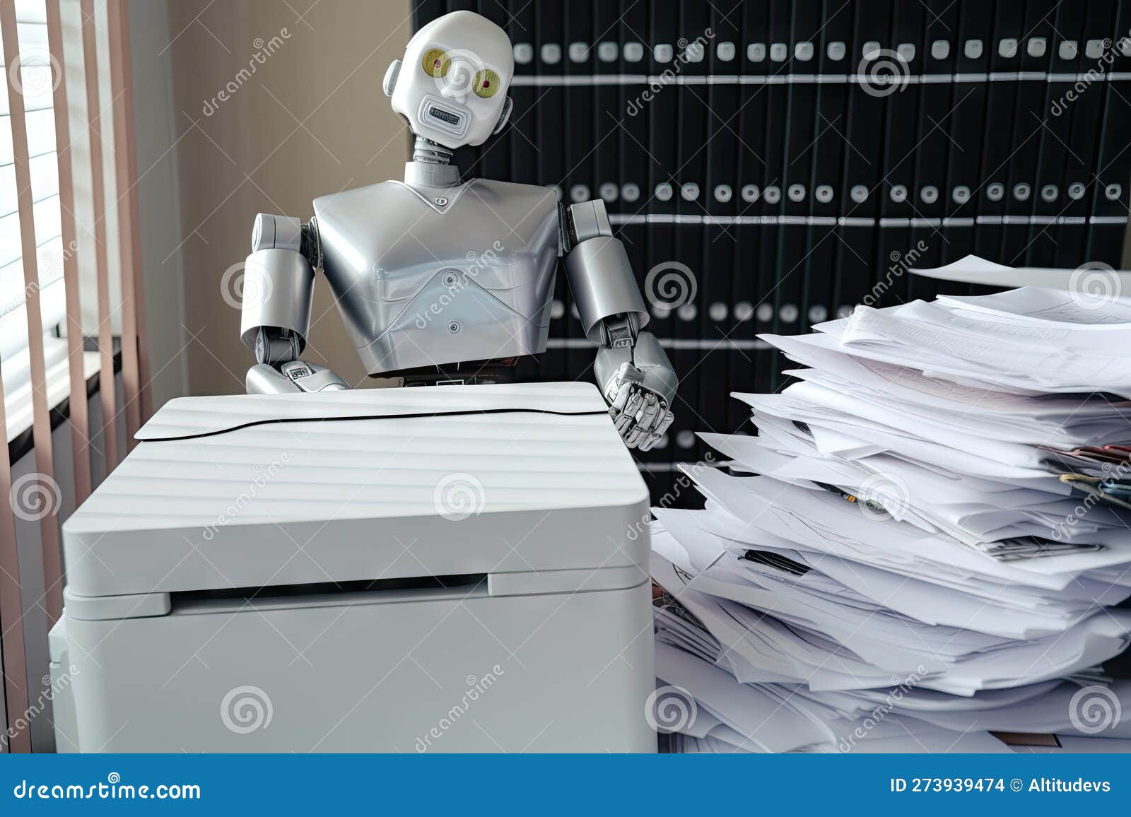 Robot, Programmed To Perform Tasks in Virtual Office, with Paper Files ...
