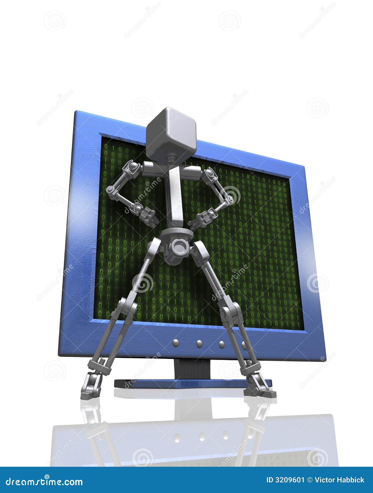 Robot protecting computer stock illustration. Illustration of cartoon ...