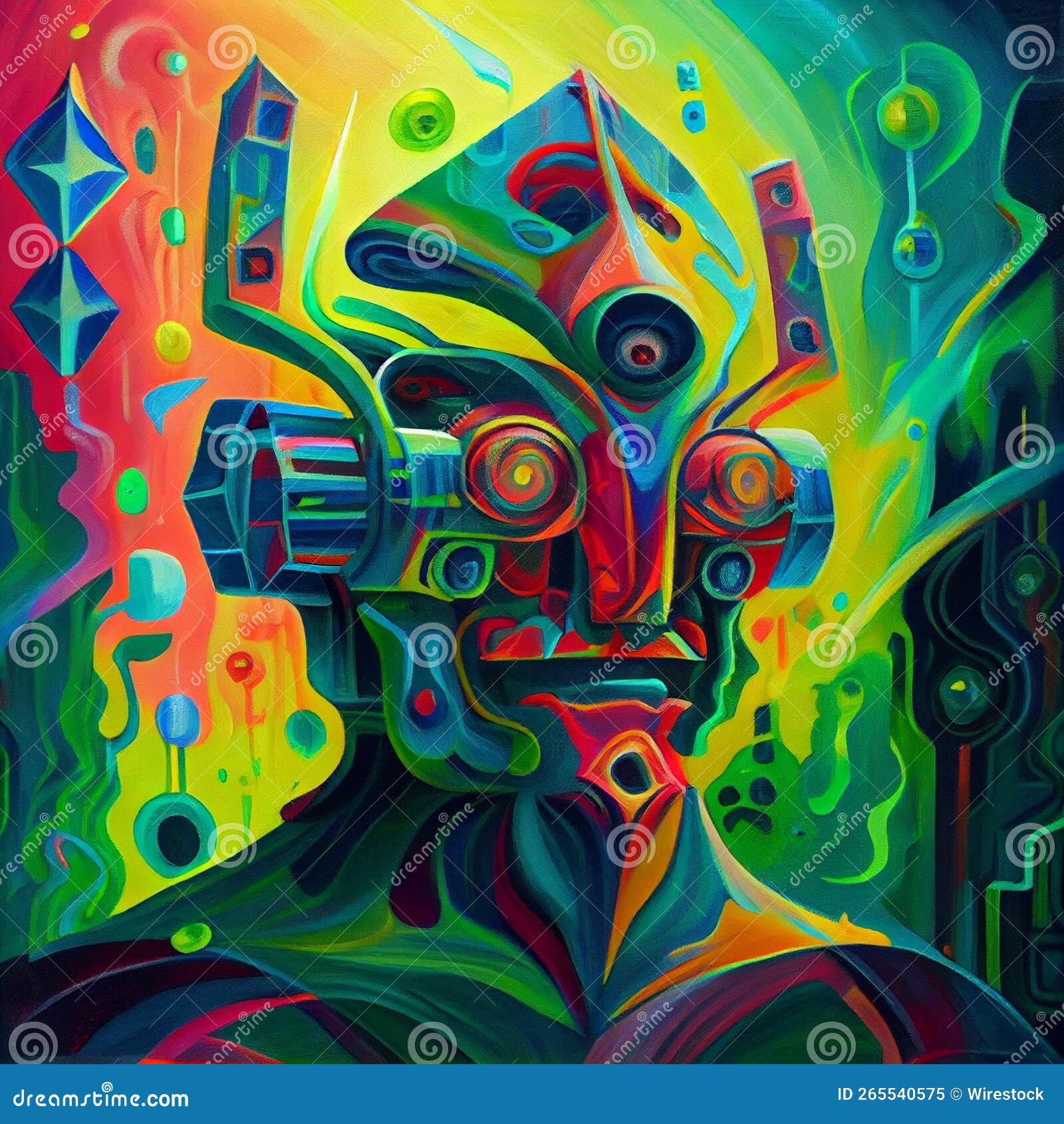 Robot on a Psychedelic Trip - AI Generated Stock Illustration ...