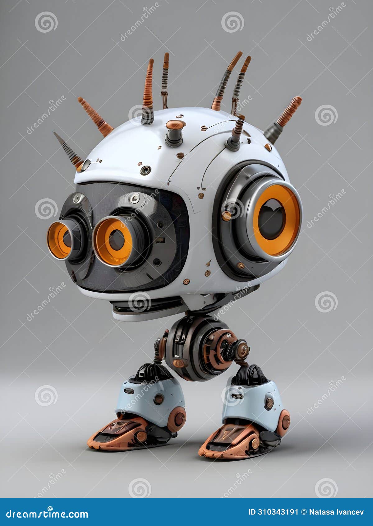 Robot with a Punk Hairstyle and Lenses for Eyes Stock Illustration ...