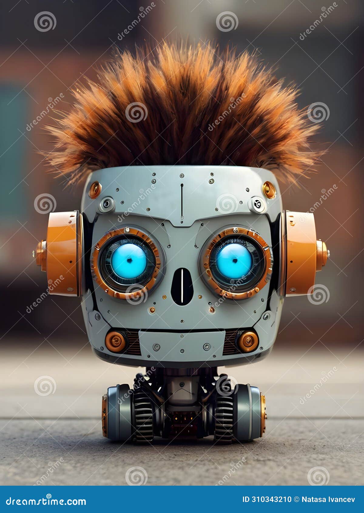 Robot with a Punk Hairstyle and Lenses for Eyes Stock Illustration ...