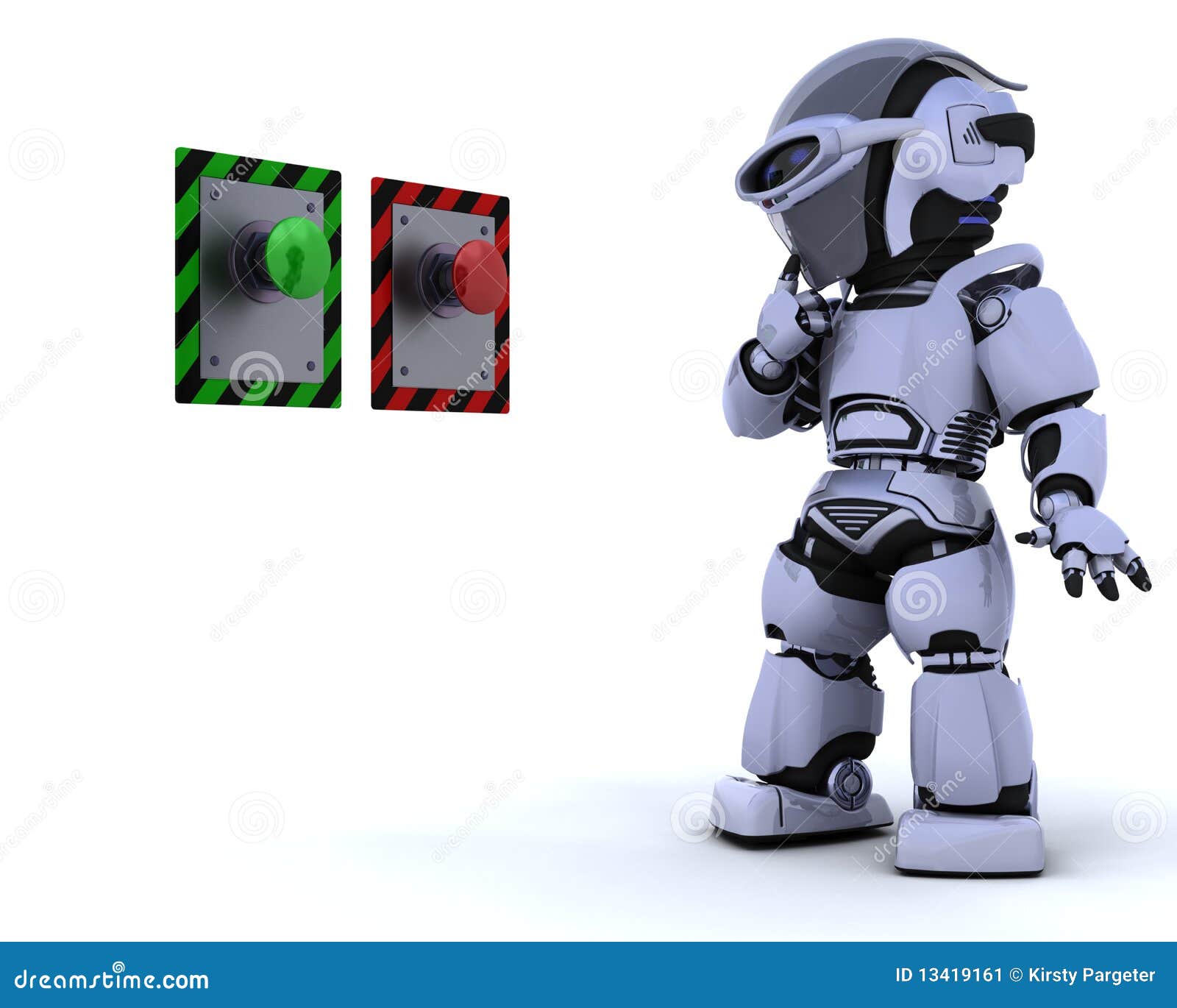 Robot and push button stock illustration. Illustration of technology ...