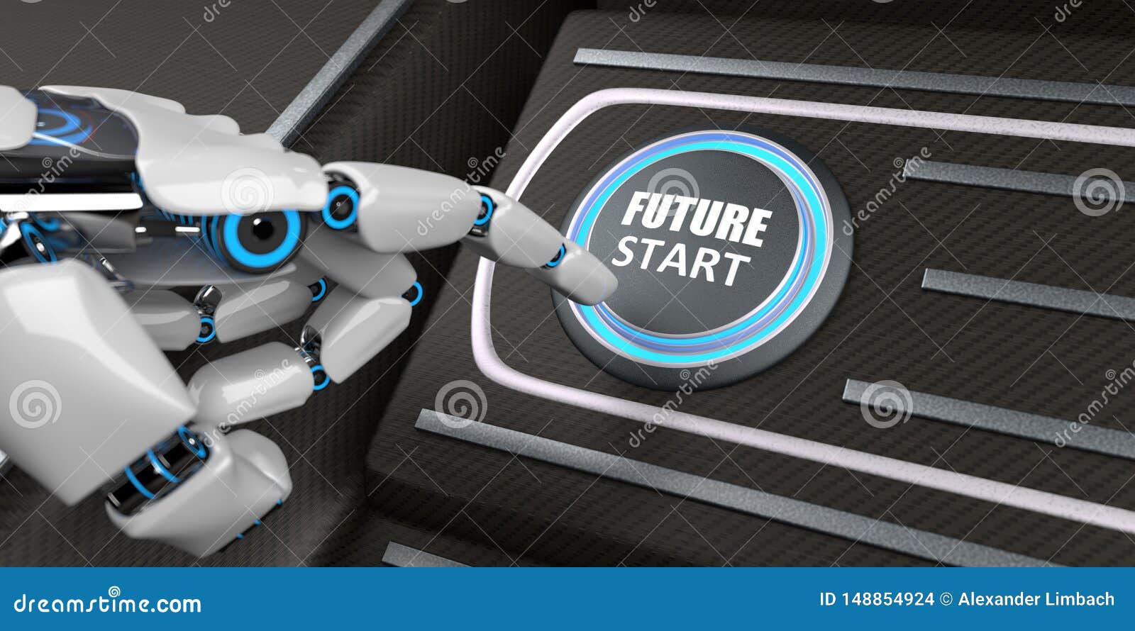 Robot Button Future Start stock illustration. Illustration of ...