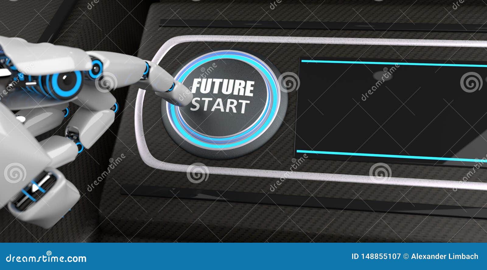 Robot Button Future Start Display Stock Illustration - Illustration of ...