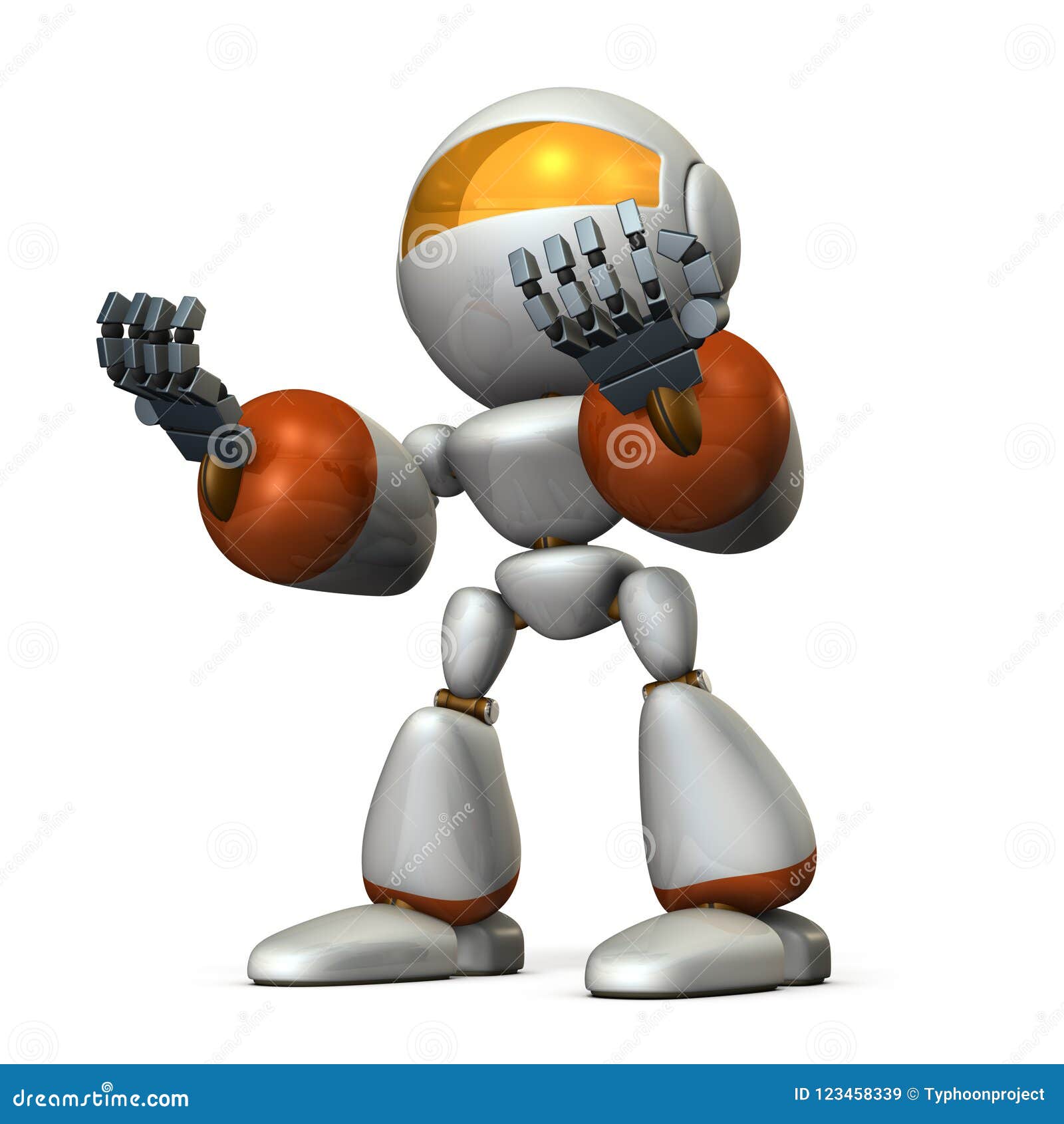 Excited Robot Humanoid Mascot Vector Cartoon Illustration ...