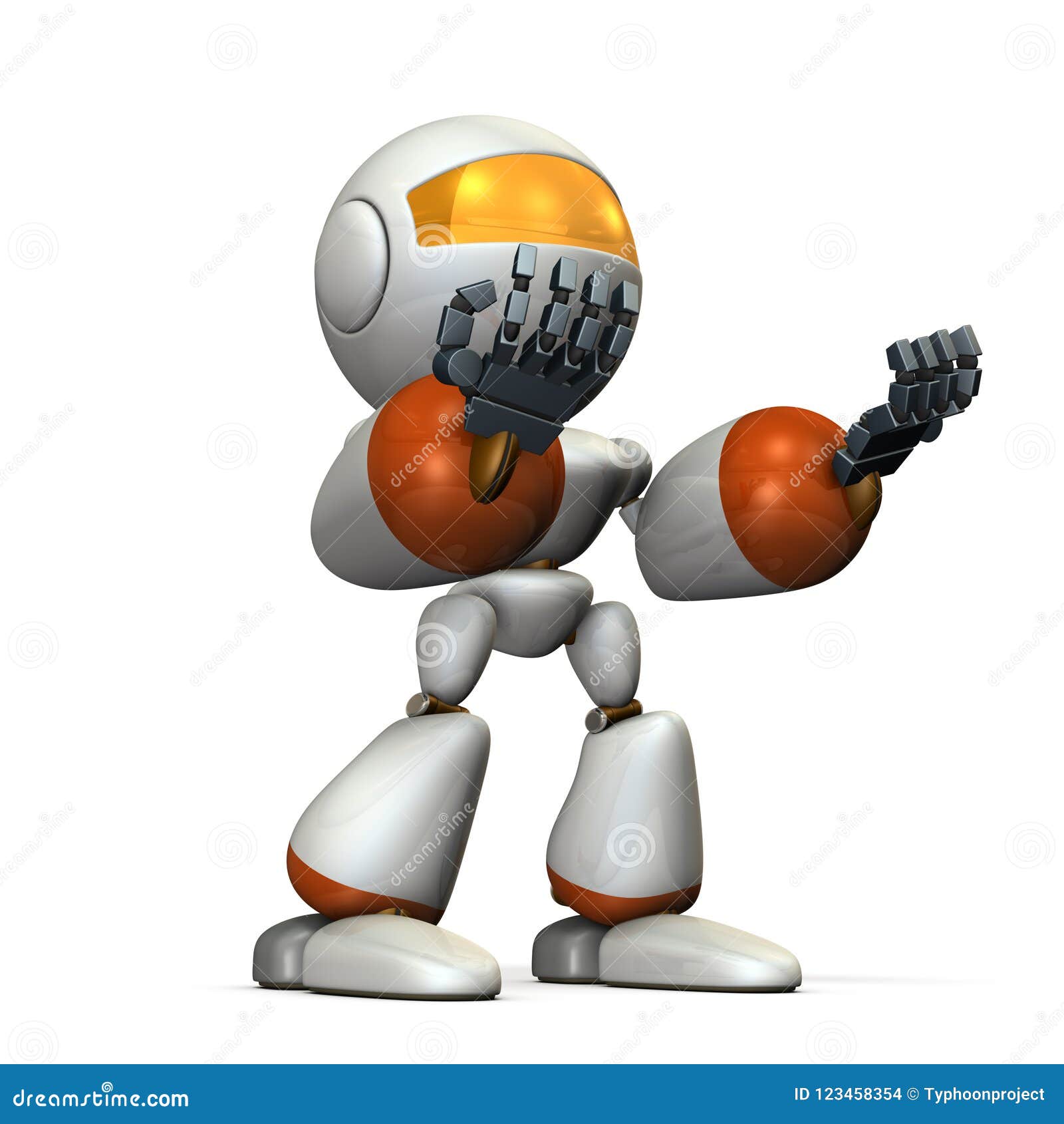 Excited Robot Humanoid Mascot Vector Cartoon Illustration ...