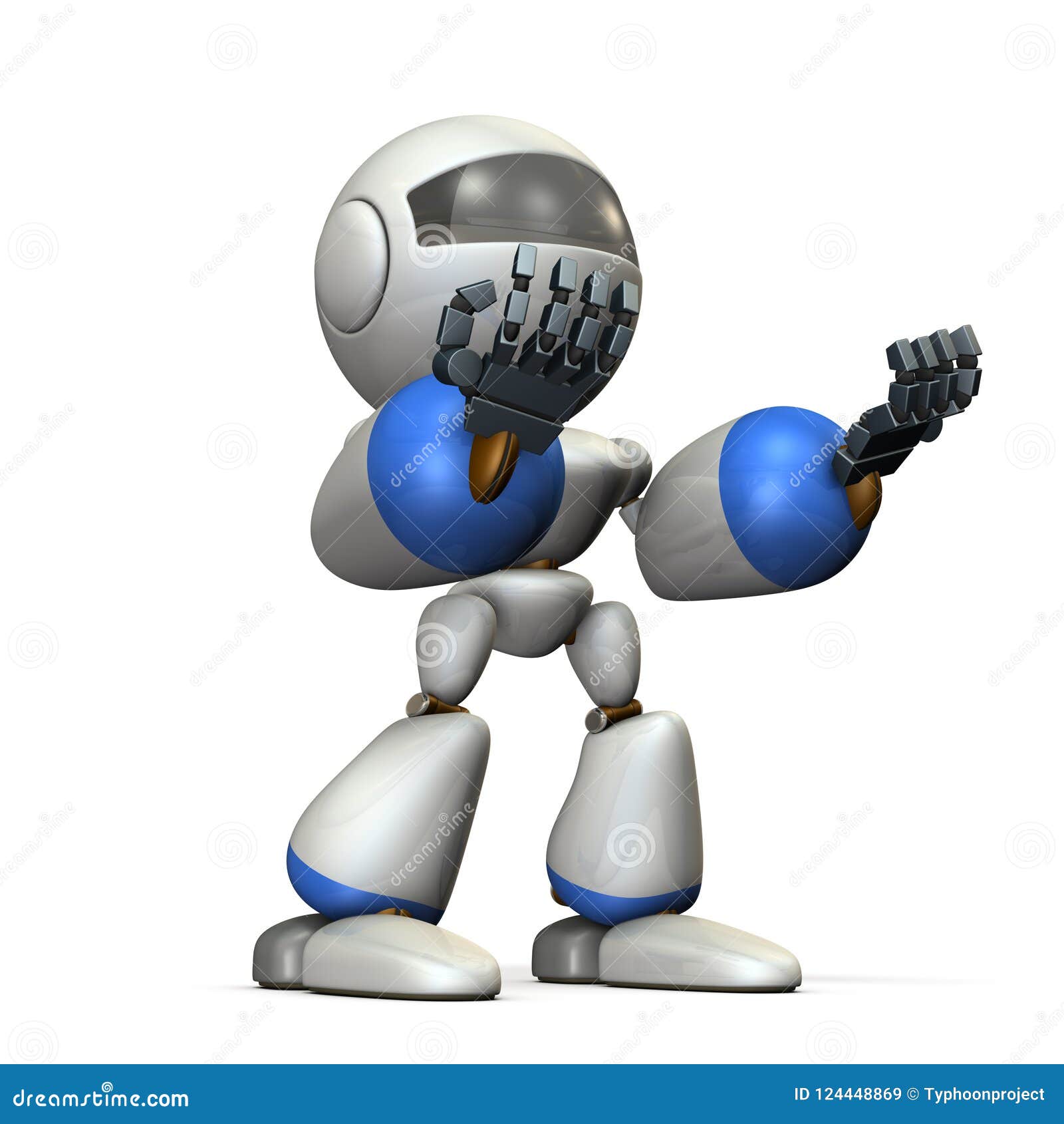 Excited Robot Humanoid Mascot Vector Cartoon Illustration ...