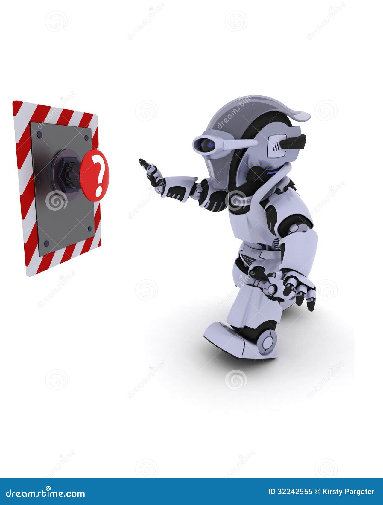 Robot pushing a button stock illustration. Illustration of switch ...