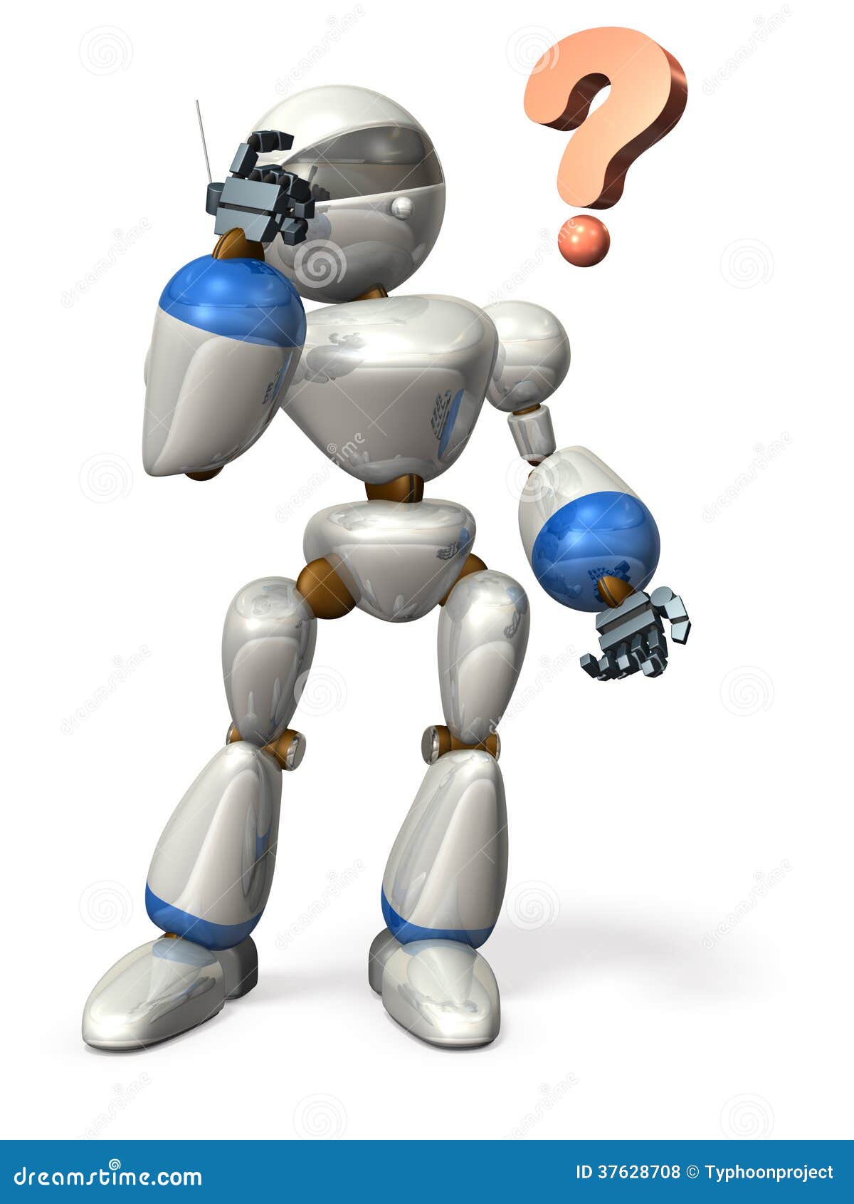 Robot is Puzzled To the Question Stock Illustration - Illustration of ...