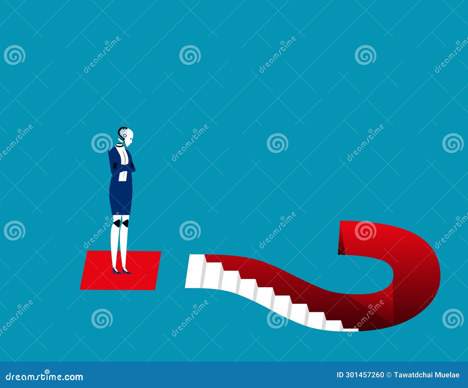 Robot and Question Marks. Artificial Intelligence Business Vector ...