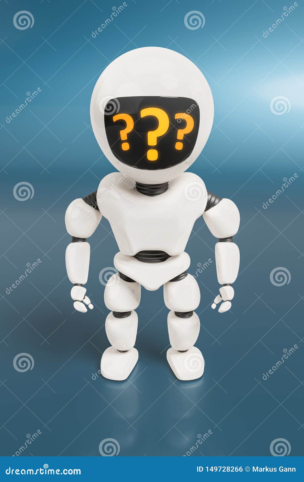 Robot with question marks stock illustration. Illustration of funny ...
