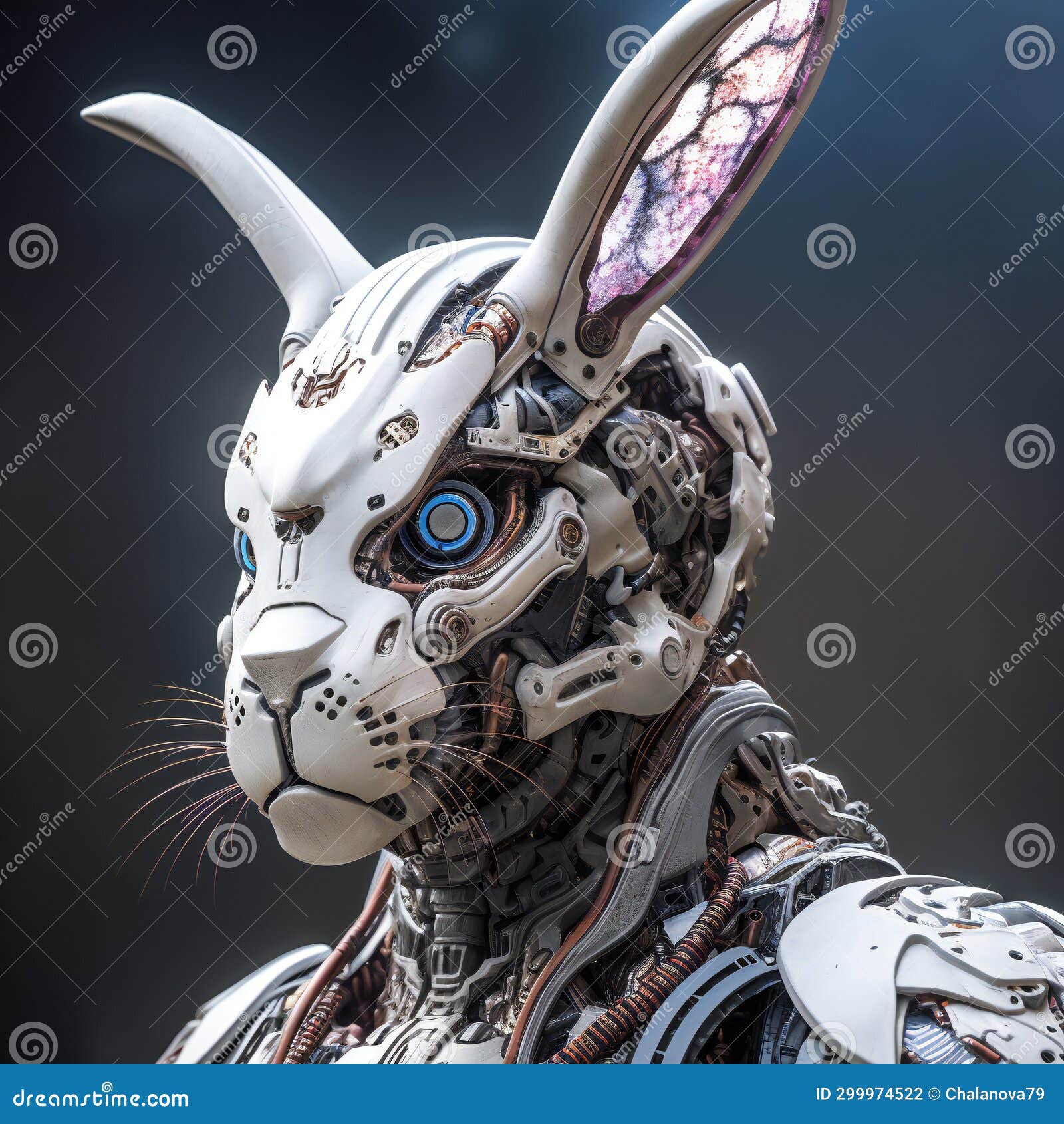 Robot Rabbit Cyborg Character Realistic 3d Stock Photo - Image of robot ...