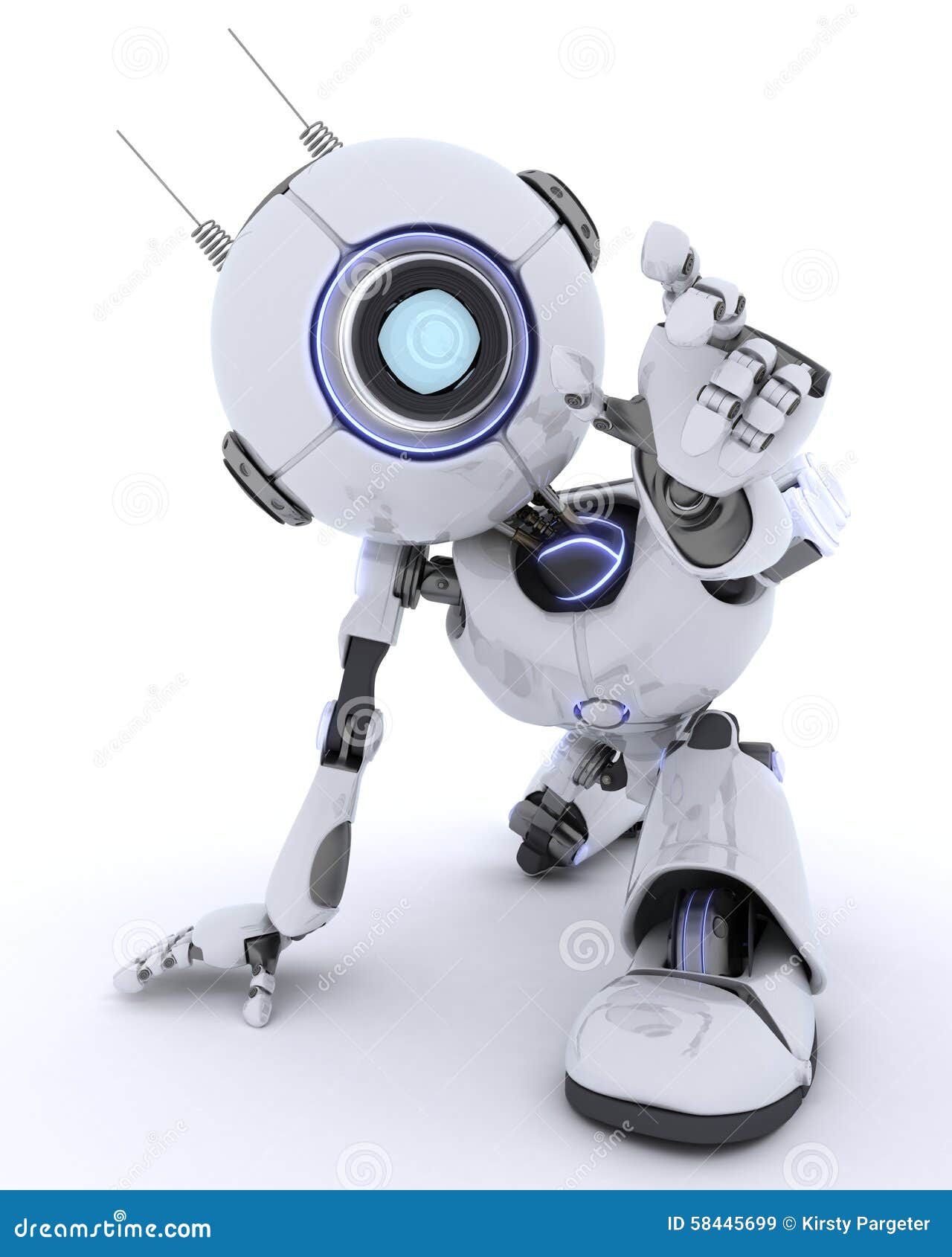 Robot Reaching Out To Touch Something Stock Illustration - Illustration ...
