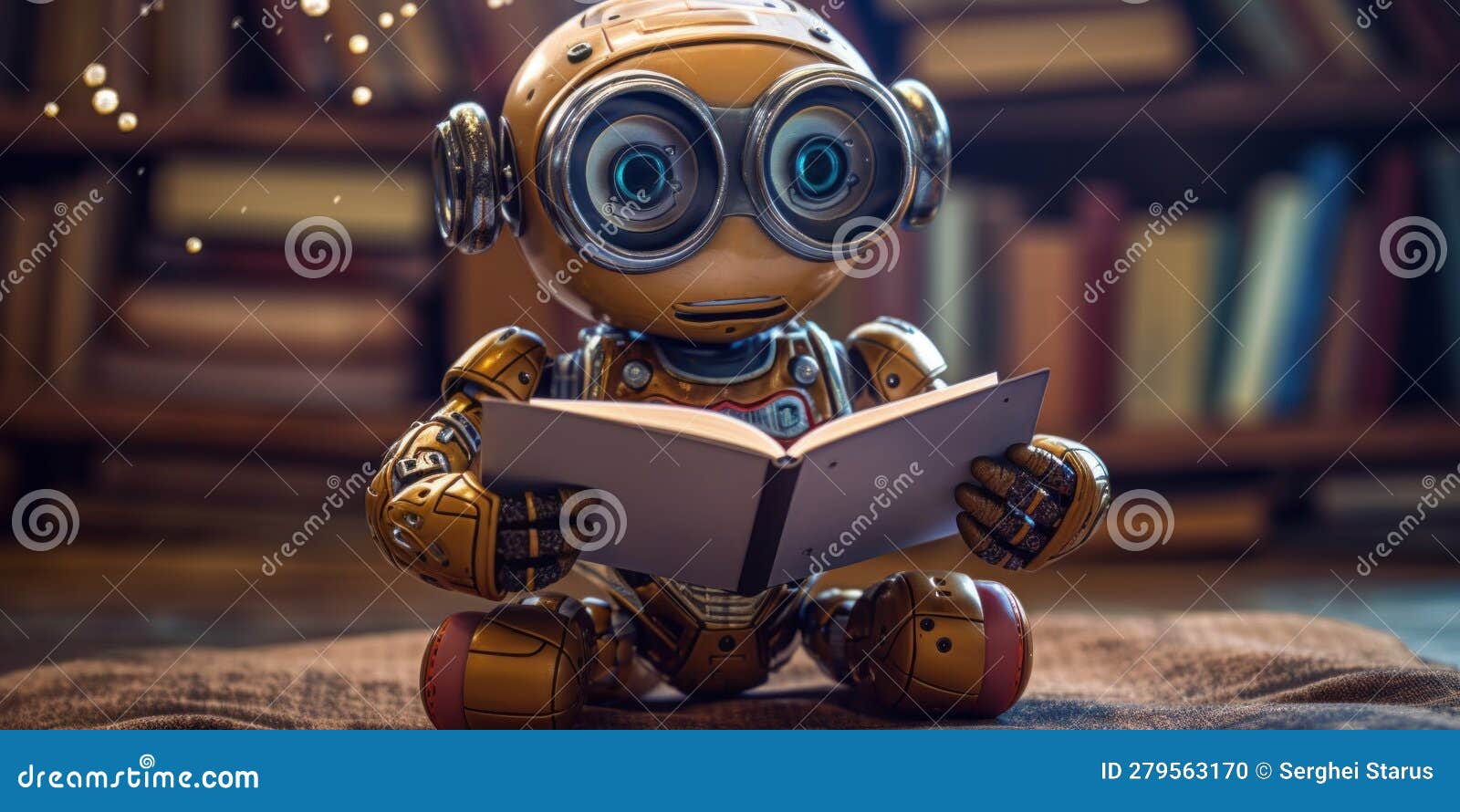 Robot At Bookshelf Stock Photography | CartoonDealer.com #15174584