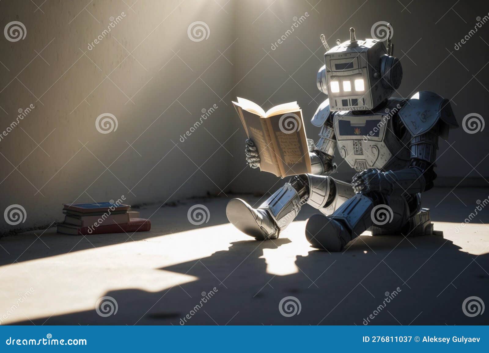 Robot Reading a Book and Learning Self-development Robots AI Generation ...