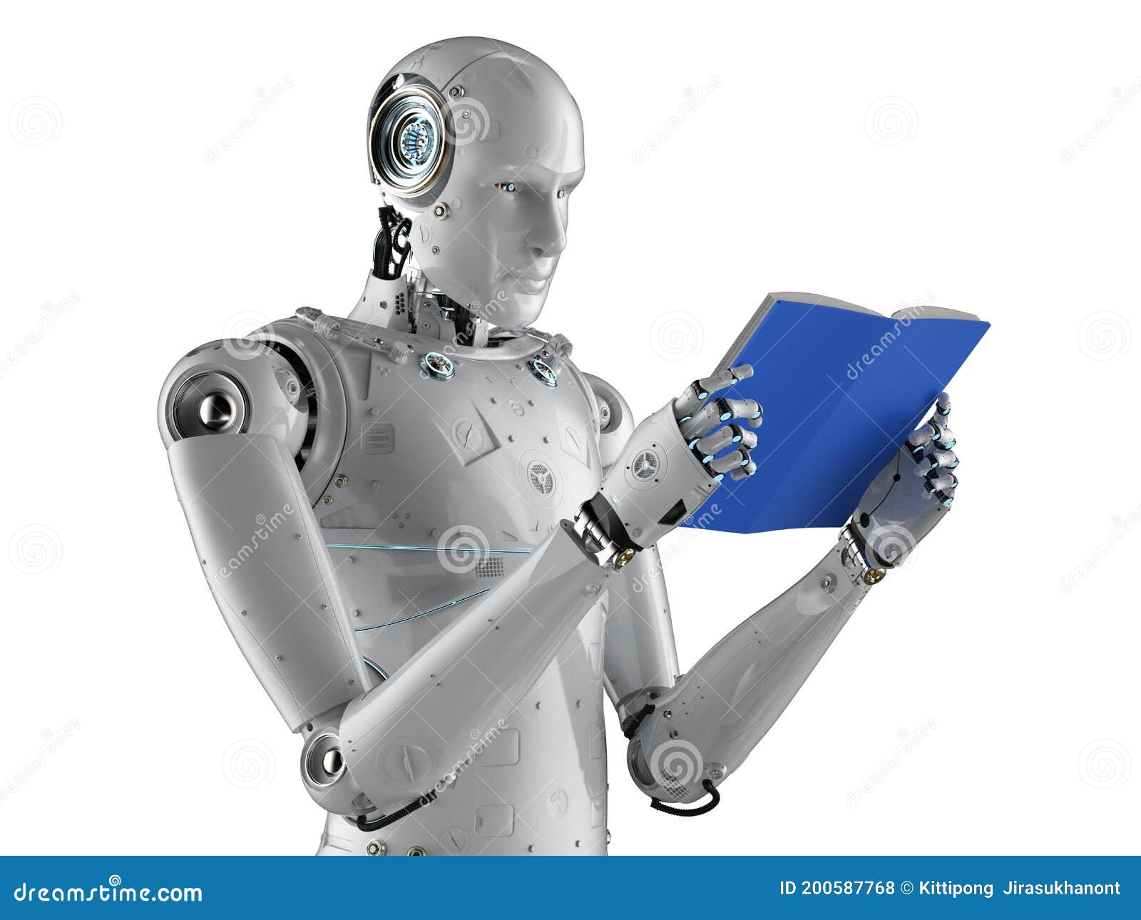Robot reading a book stock illustration. Illustration of humanoid ...