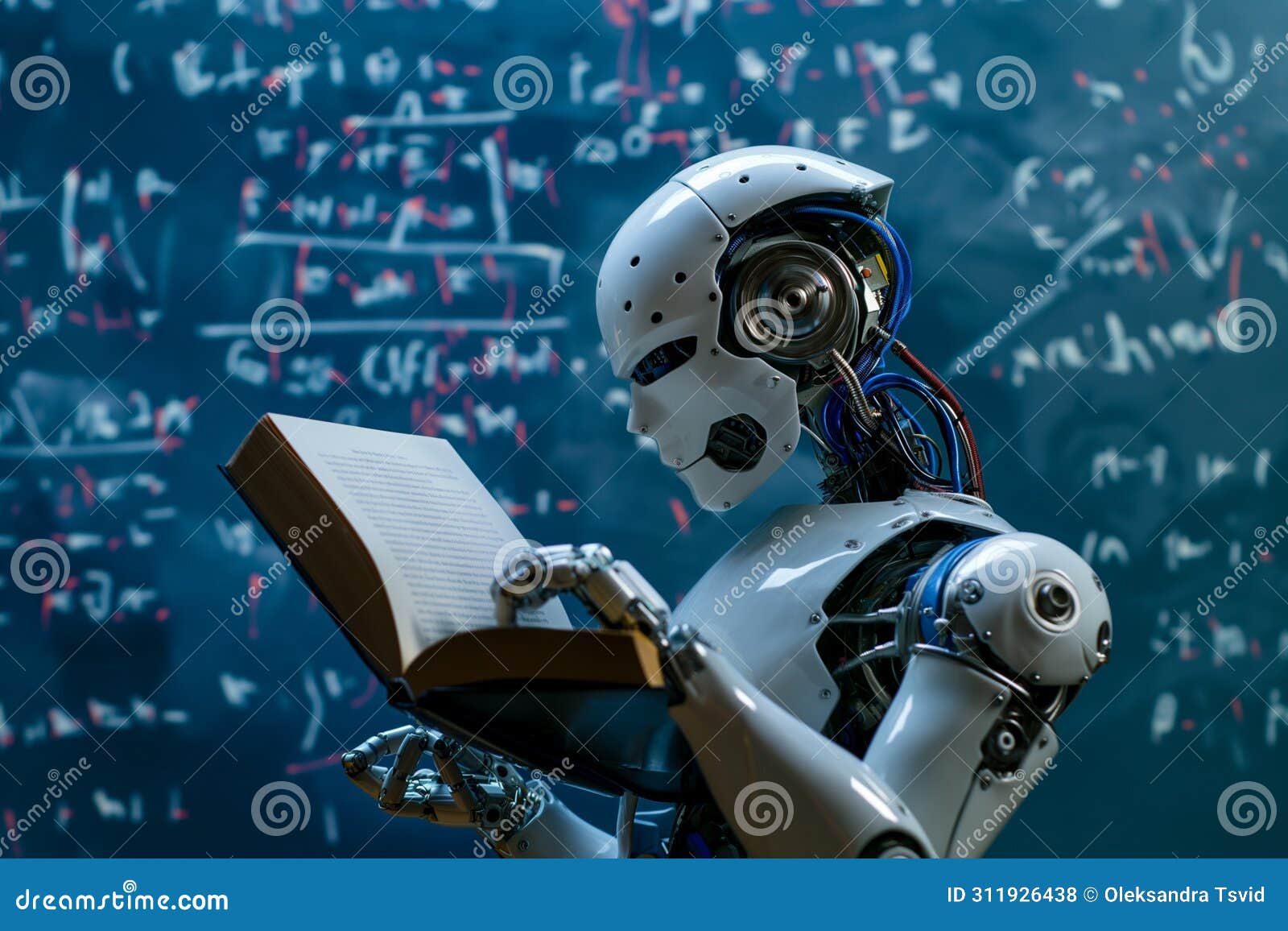 Robot Reading Book and Solving Math Data Analytics, Concept of Future ...