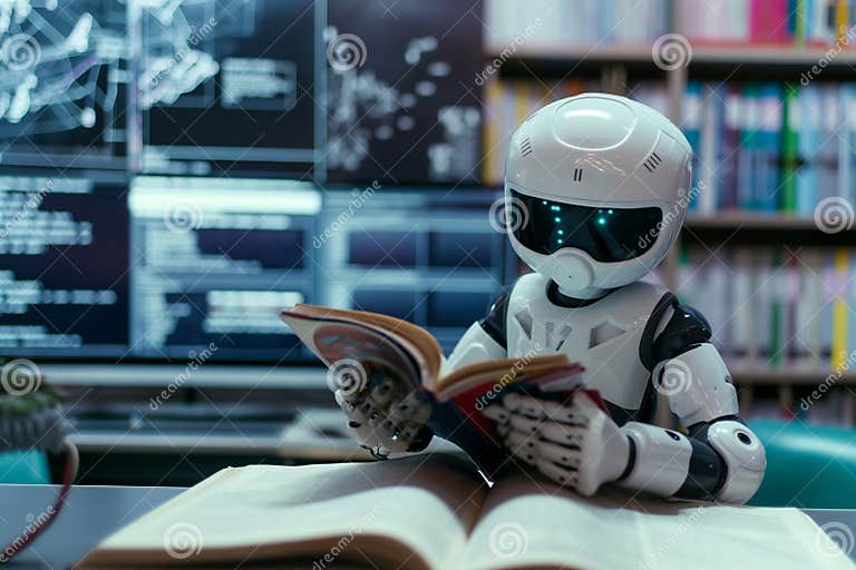 Robot Reading Book and Solving Math Data Analytics, Concept of Future ...