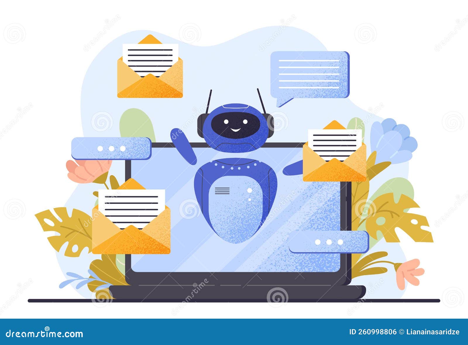 Robot Reading or Writing Letter Stock Illustration - Illustration of ...