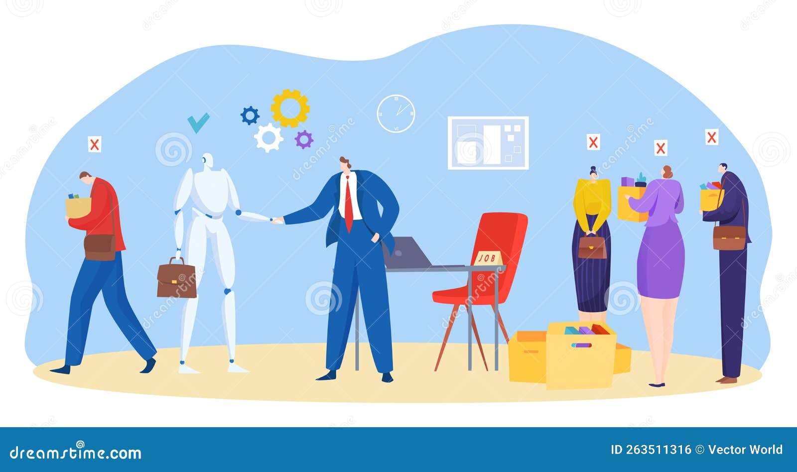 Cyborg Hire Job Landing Page Template. Robots Waiting Invitation For ...