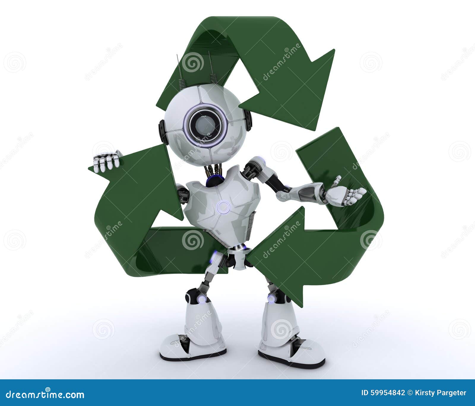 Robot With Recycling Symbol Stock Illustration - Image: 59954842