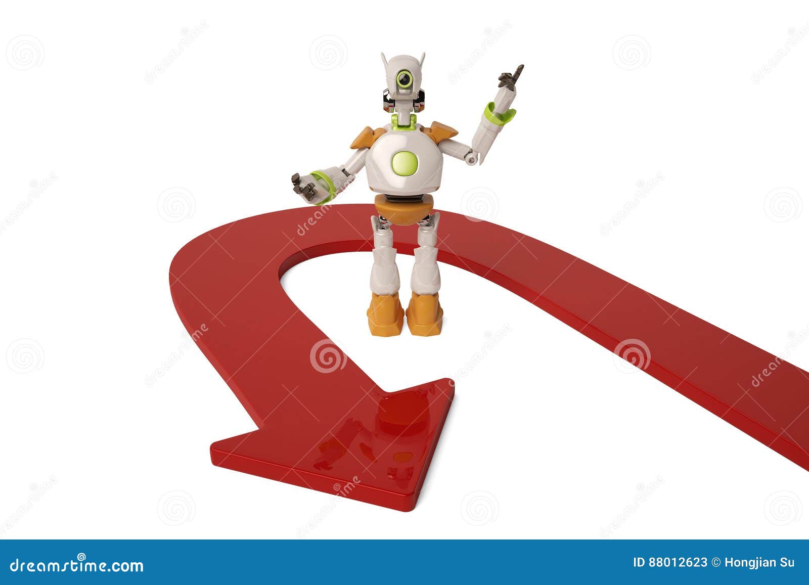 Robot with Red Arrow,3D Illustration. Stock Illustration - Illustration ...