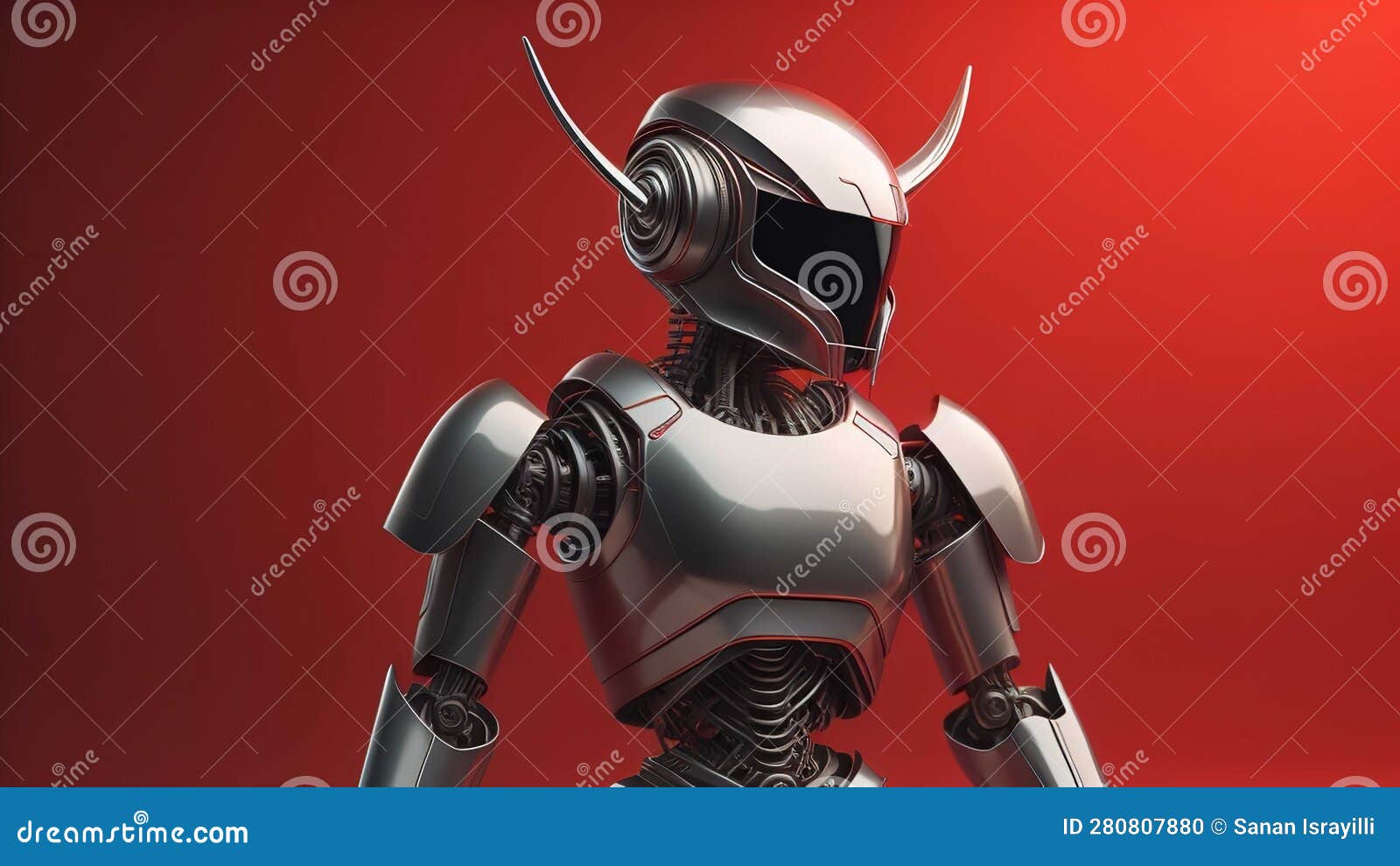 Robot on a Red Background. Generative Ai Stock Illustration ...