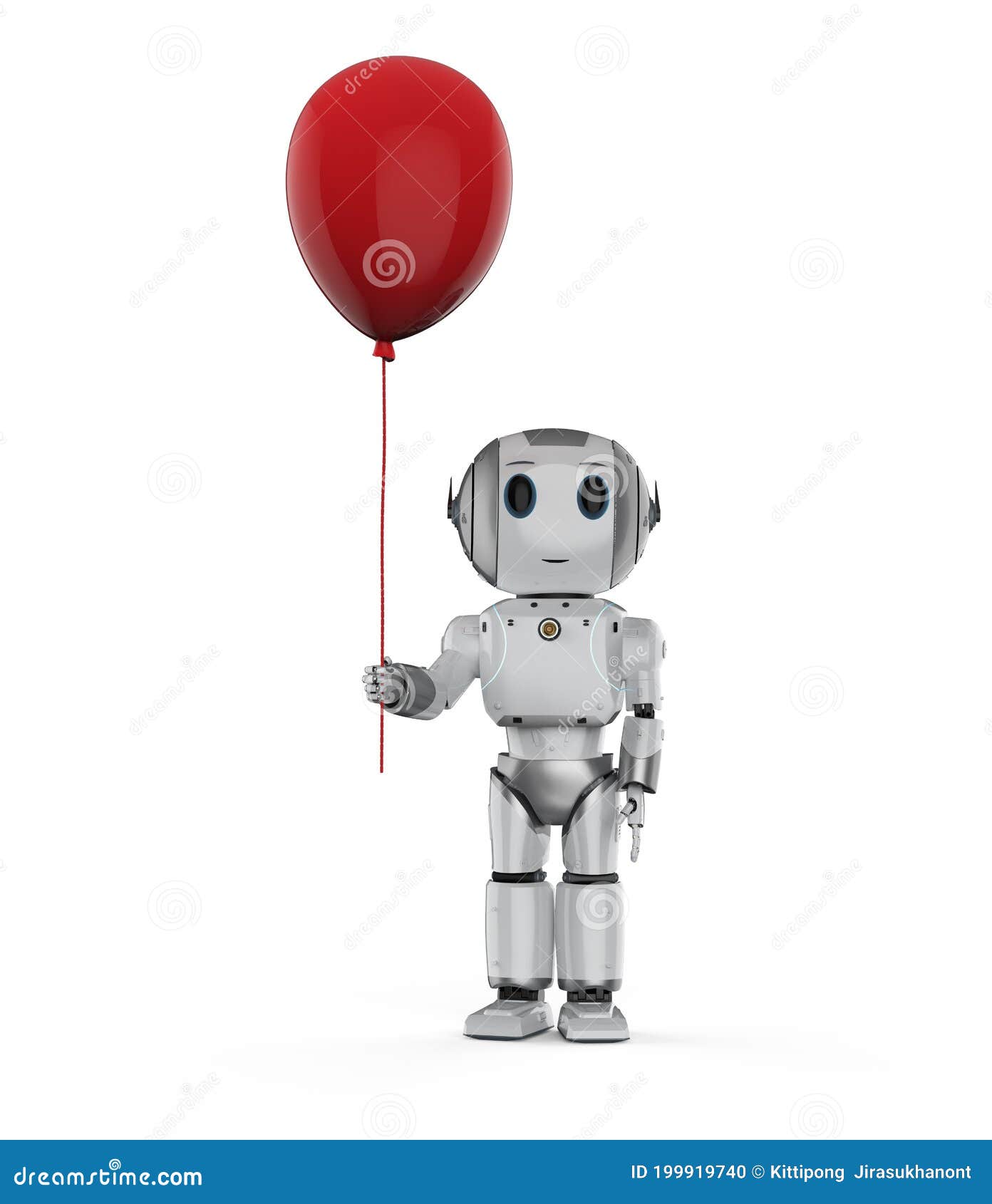 Robot with red balloon stock illustration. Illustration of robotic ...