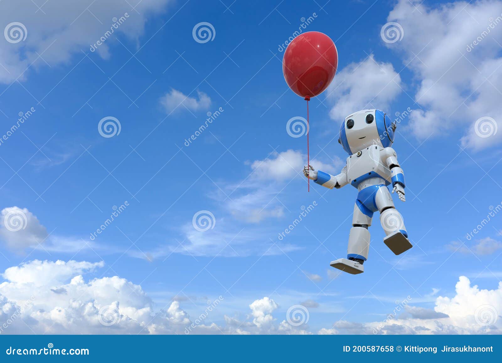 Robot With Red Balloon Stock Photography | CartoonDealer.com #200587658