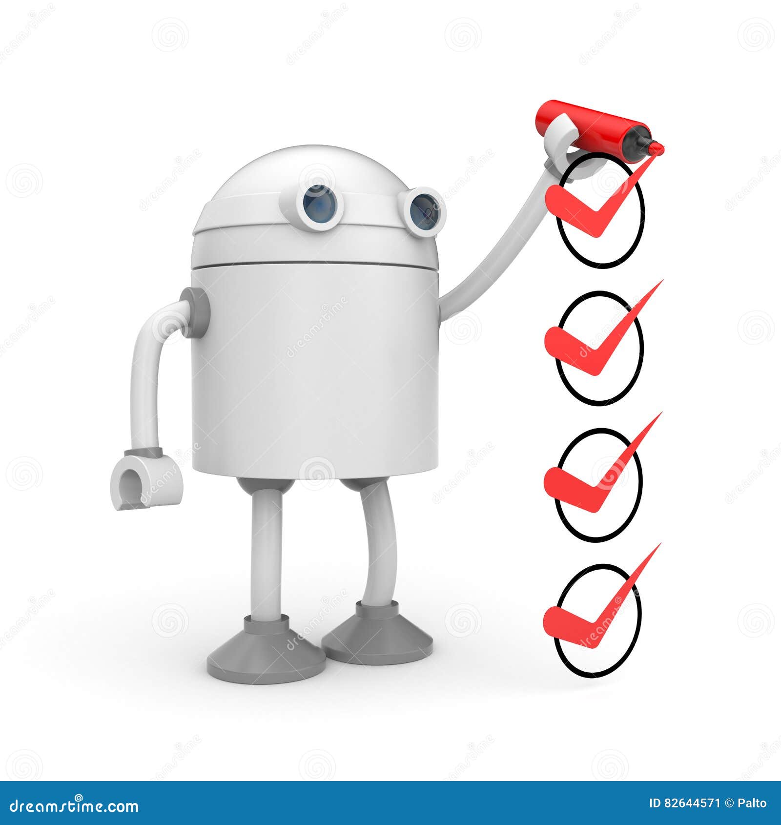 Robot and Red Checkmarks. Checklist Metaphor Stock Illustration ...
