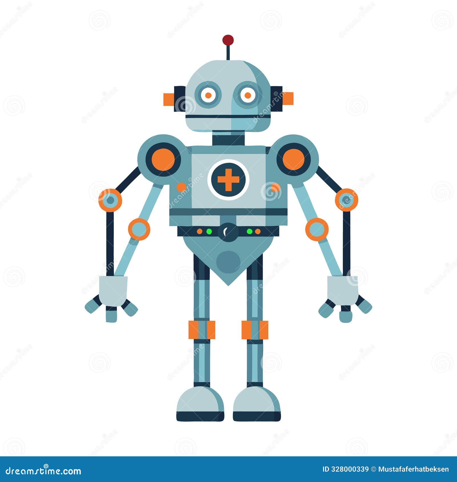 A Robot with a Red Cross on Its Chest Stands on a White Background ...