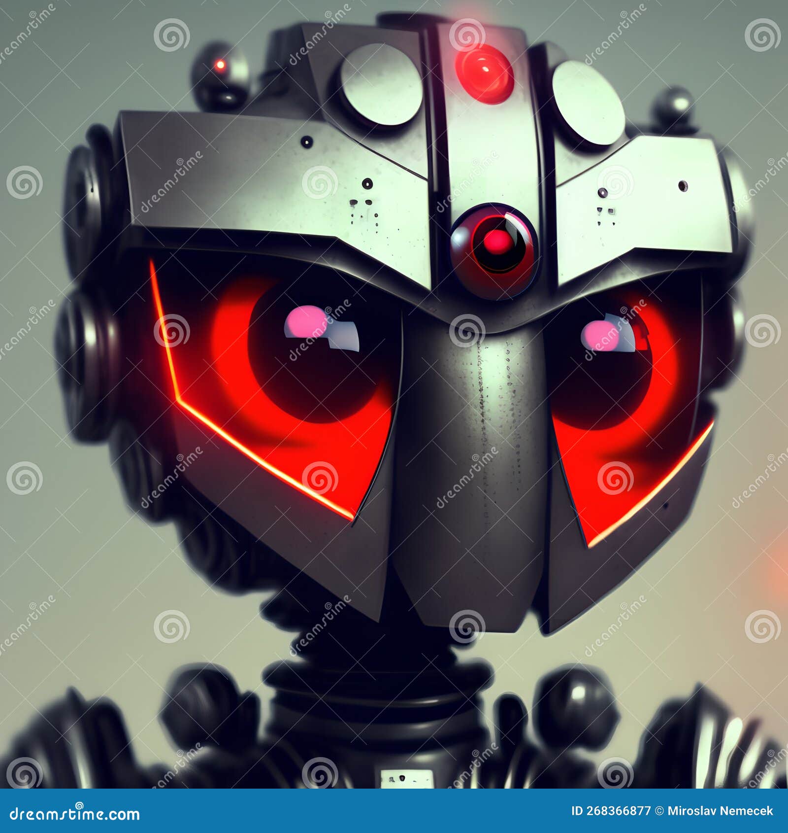Robot with Red Eyes, Generative AI Illustration Stock Image - Image of ...