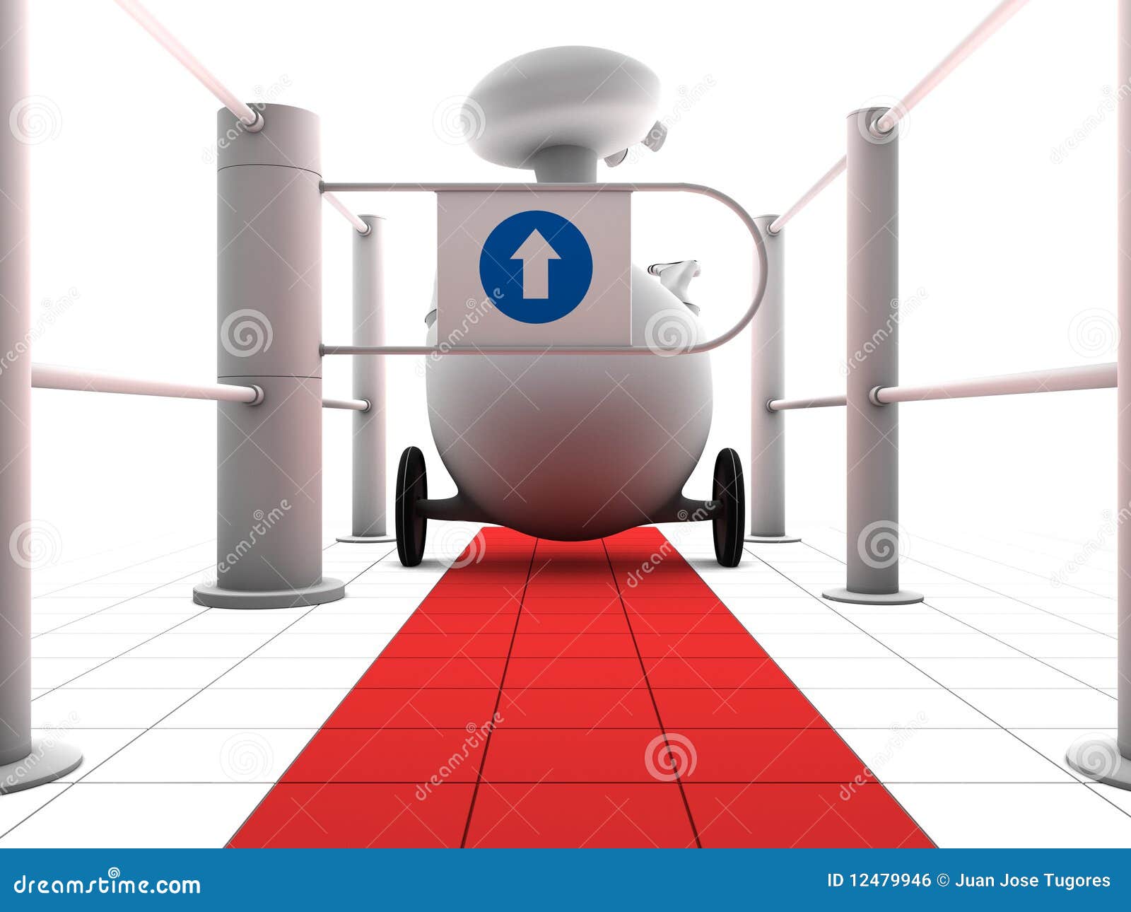 Robot on red path and gate stock illustration. Illustration of abstract ...