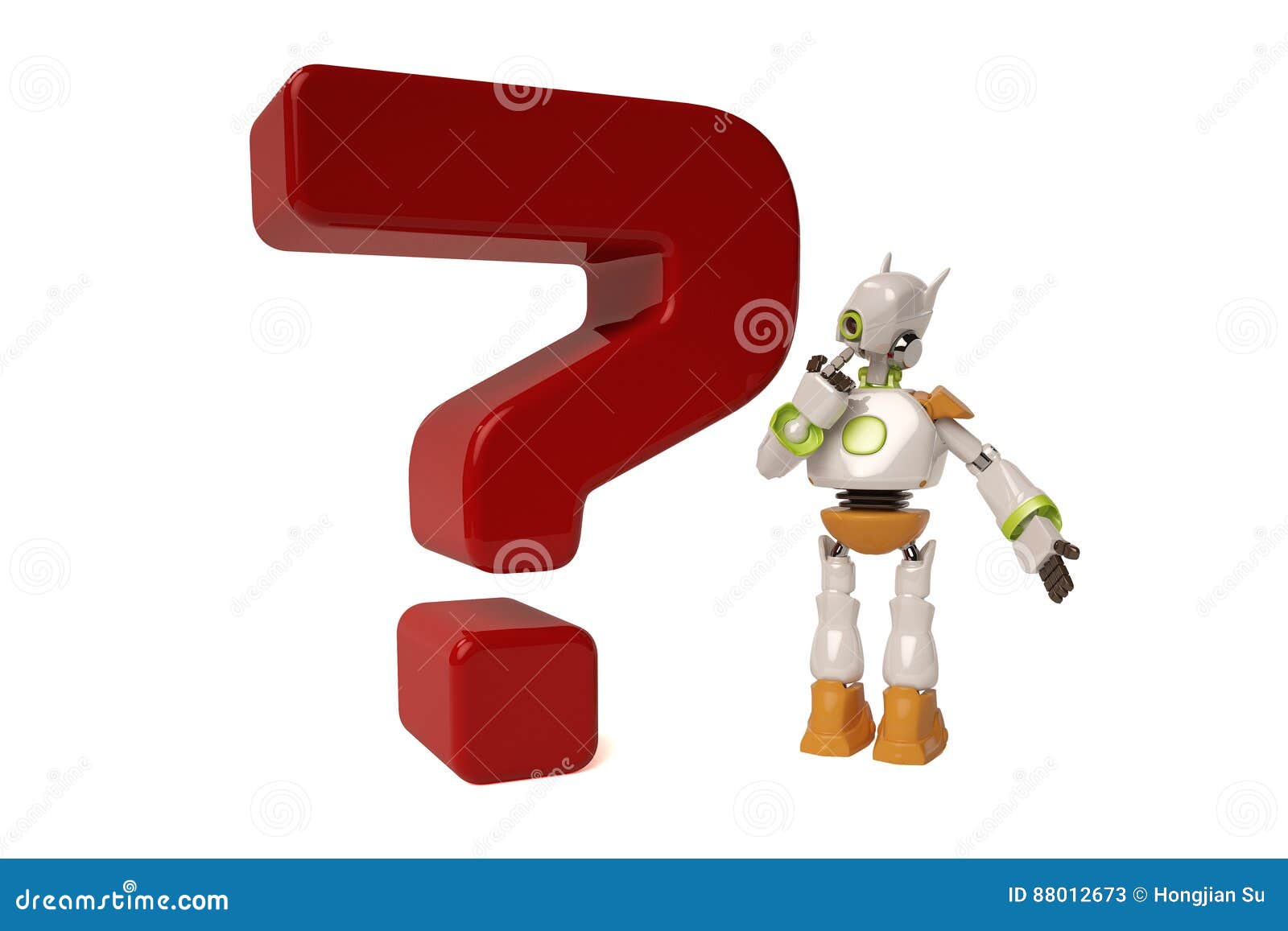 Robot with Red Question Mark,3D Illustration. Stock Illustration ...