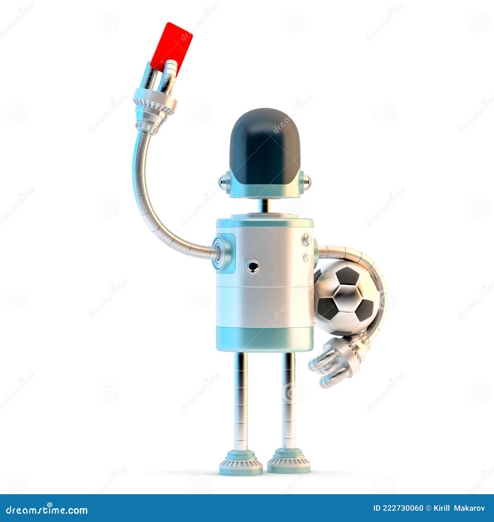 Robot Referee Showing the Red Card. 3D Illustration Stock Illustration ...