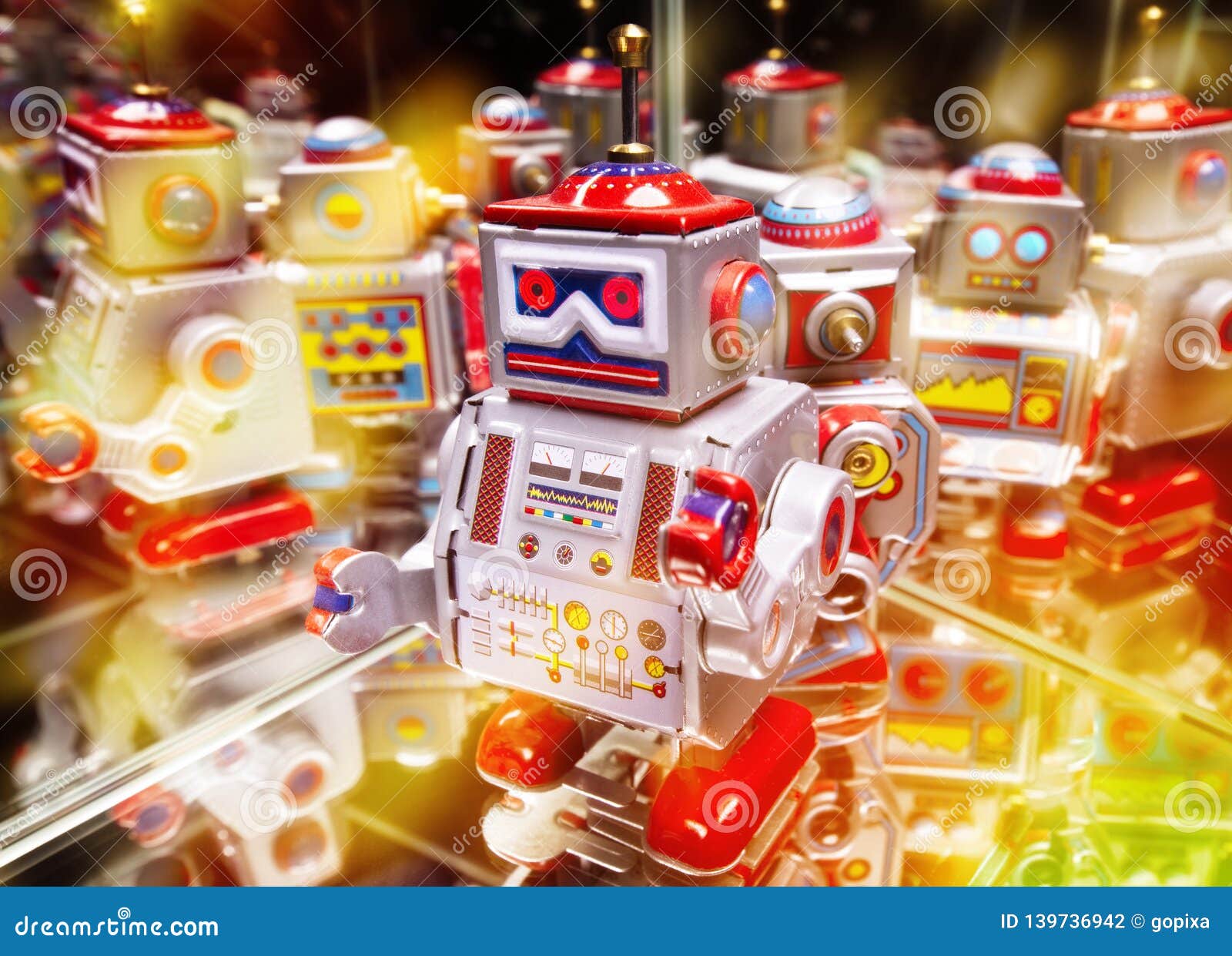 Robot with Reflections and Bokeh Stock Photo - Image of bokeh, internet ...