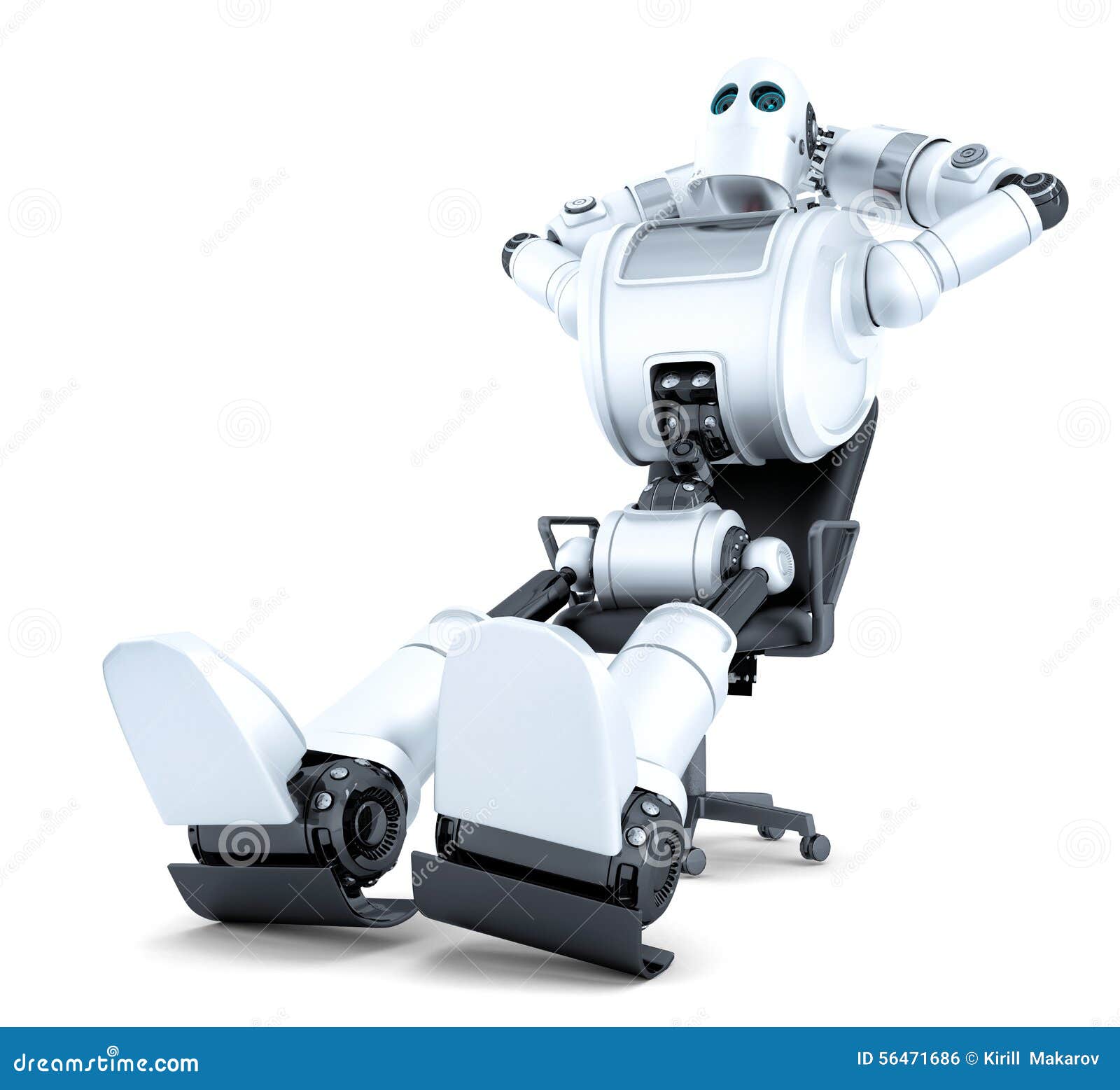 Robot Relaxing in Office Chair. . Contains Clipping Path Stock ...