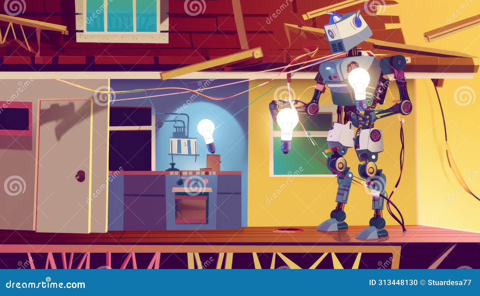 Installing Light Bulb In Lamp Cartoon Human Hands Outline Illustration ...