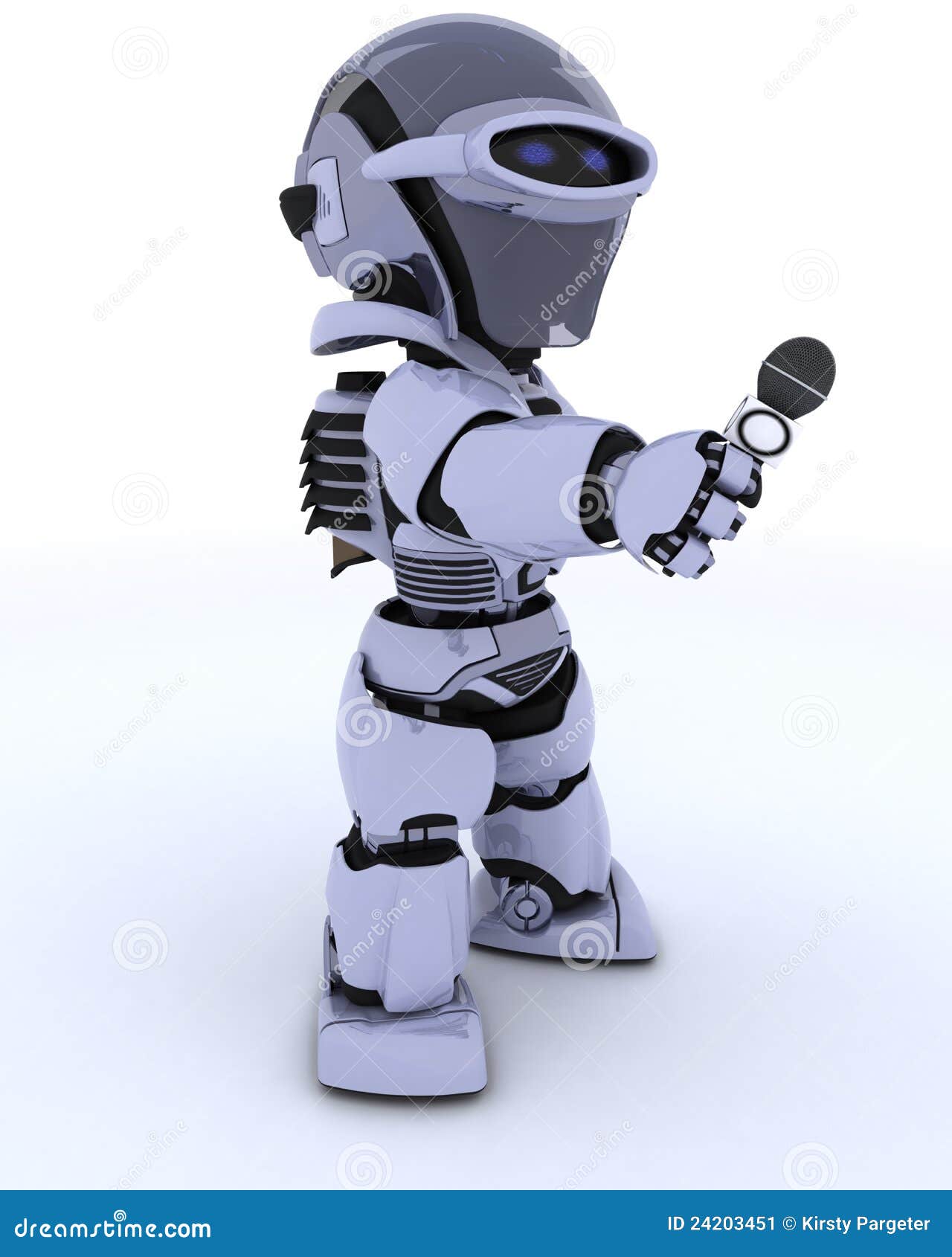 Robot Reporter with a Microphone Stock Illustration - Illustration of ...