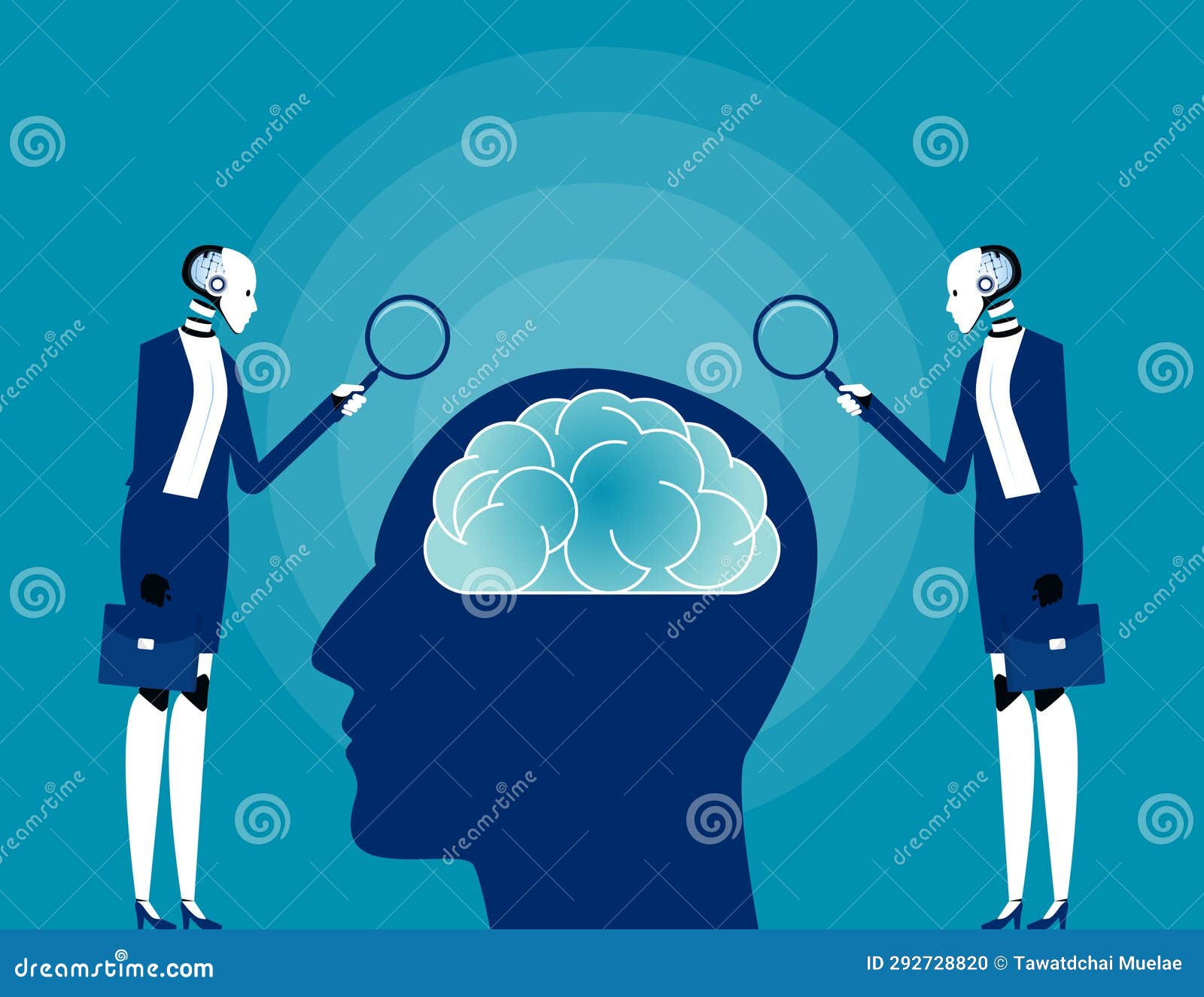 Researching Brain And Psychology Of Human. Scientists And Analysis ...