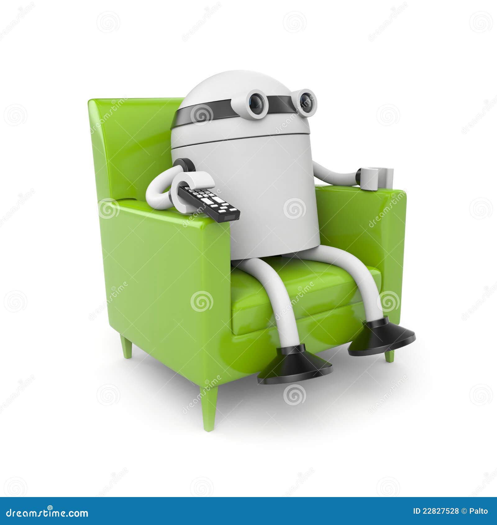 Robot is Resting and Watching Tv Stock Illustration - Illustration of ...