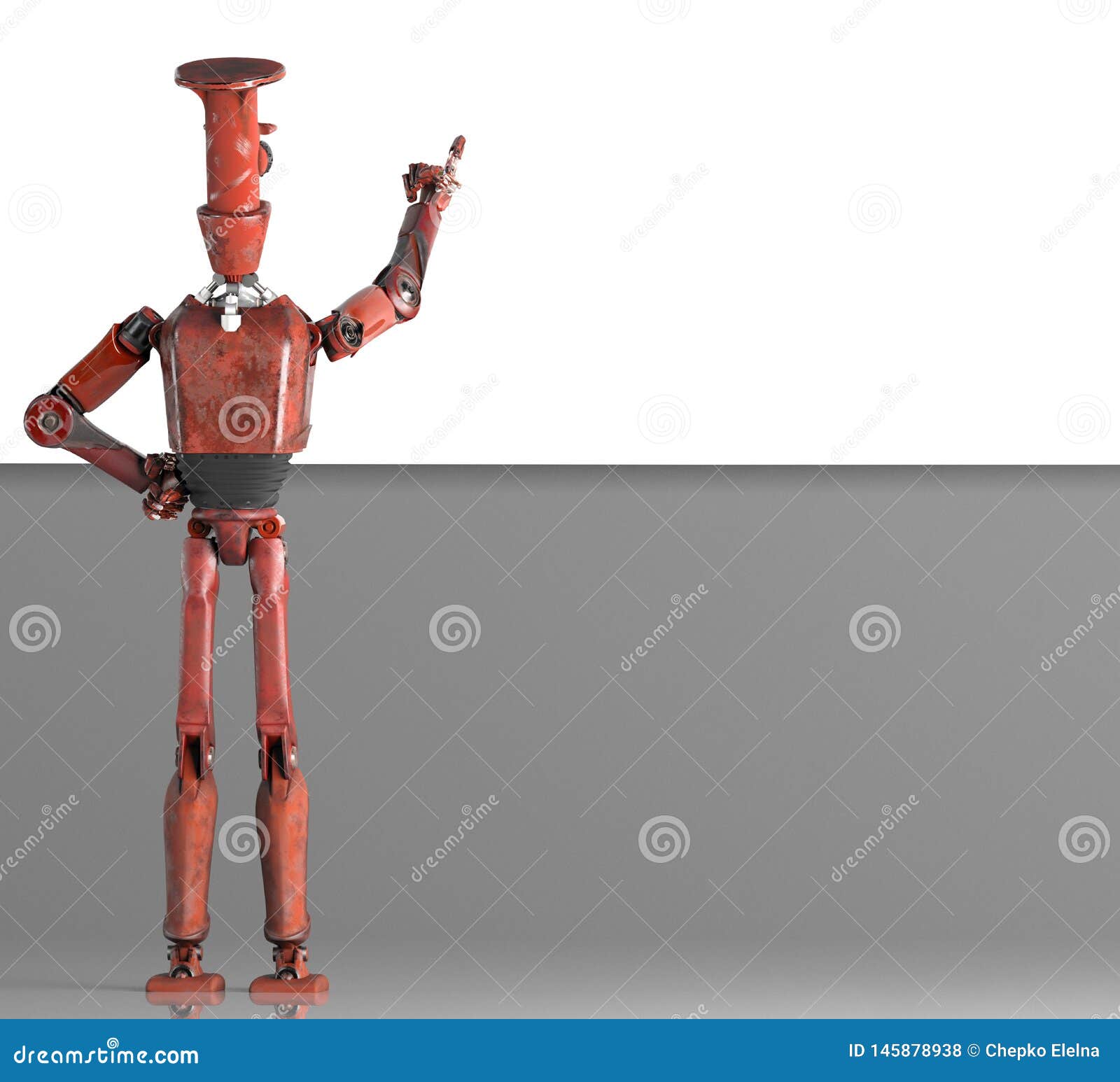 Robot Retro Vitage Peeks Out from Behind the Walls Banner Stock ...