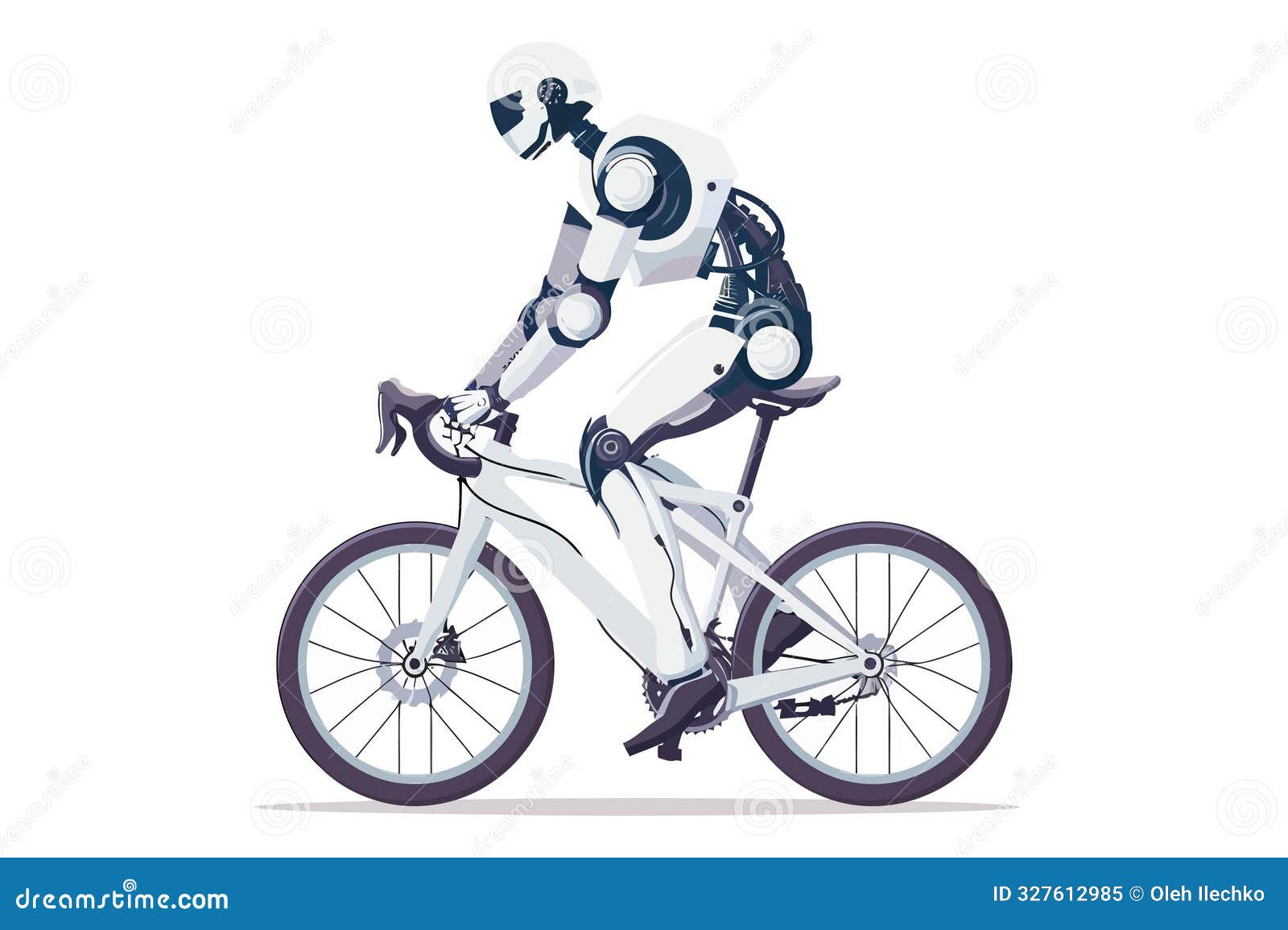 Robot Riding Bicycle Isolated Vector Style Stock Vector - Illustration ...