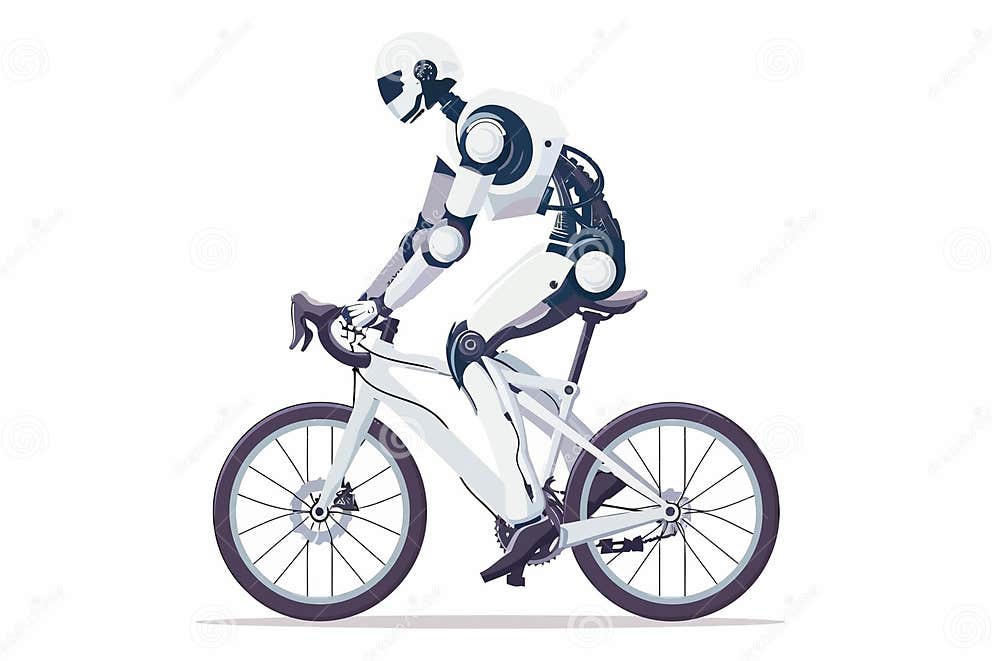 Robot Riding Bicycle Isolated Vector Style Stock Vector - Illustration ...