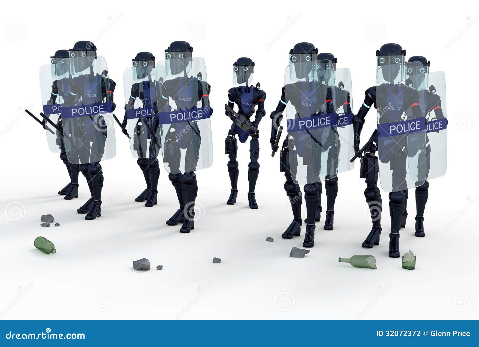 Robot Riot Police stock illustration. Image of artificial - 32072372