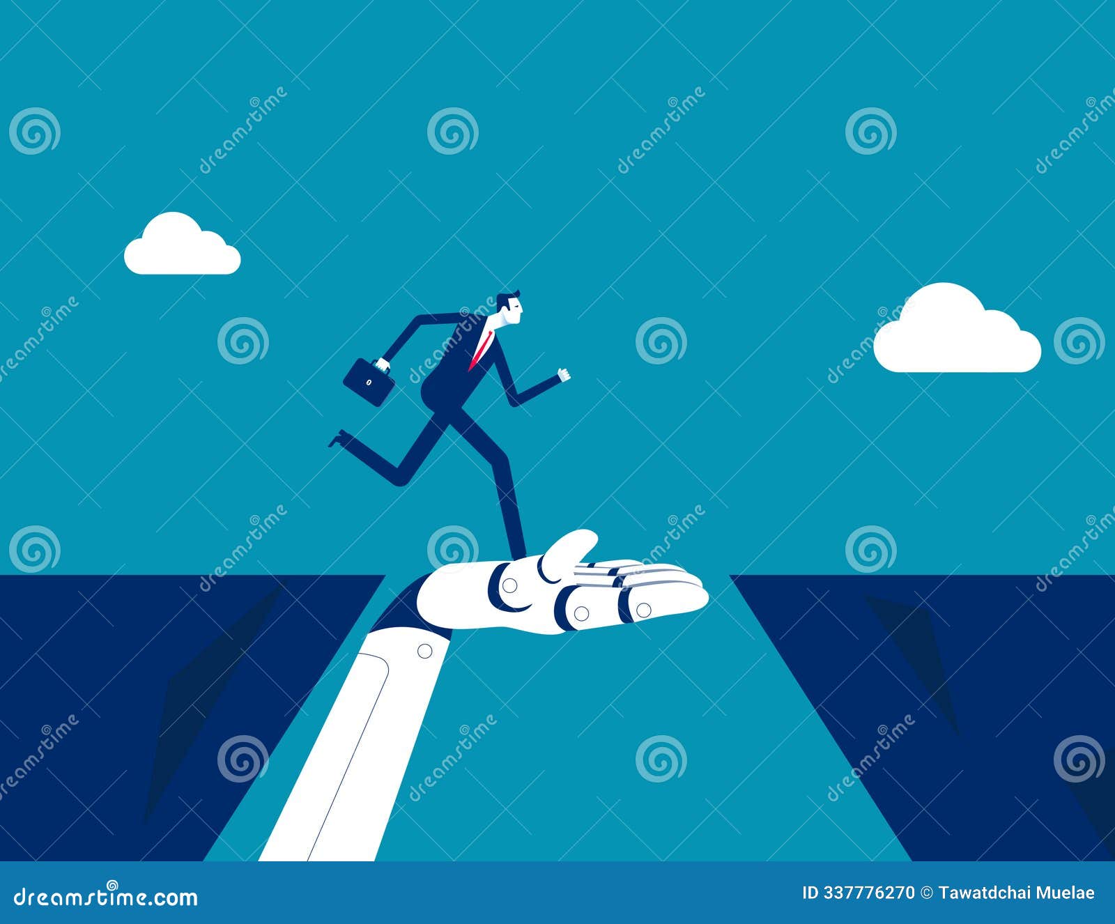 Solve Problems And Overcome Obstacles. Businessman Flying With Angel ...